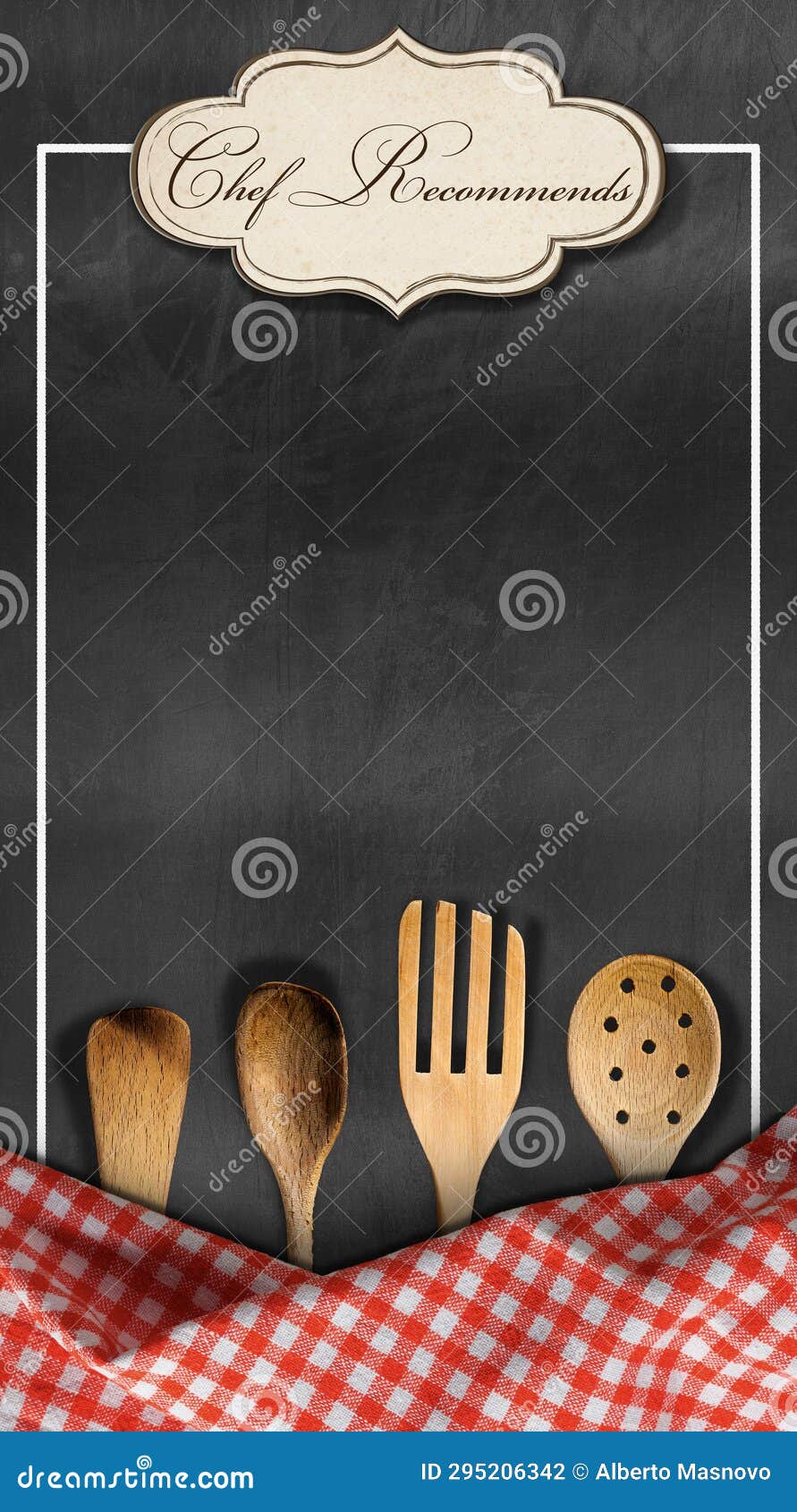 Restaurant Menu with Empty Blackboard and Text Chef Recommends Stock ...