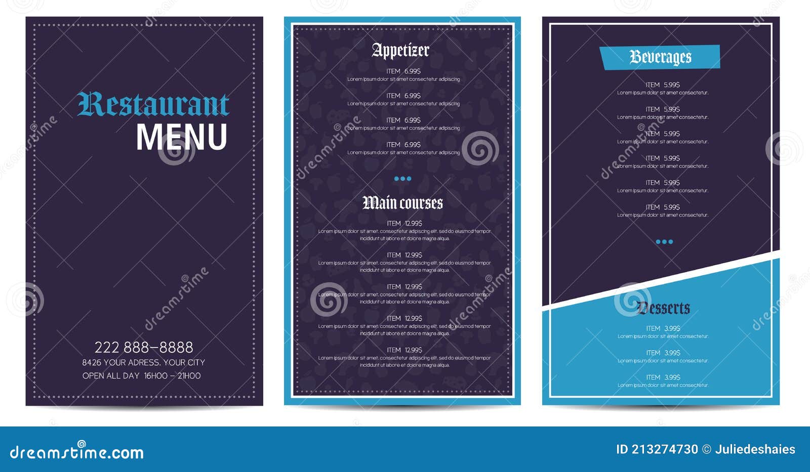 Restaurant Menu Flyer Template Design Stock Illustration - Illustration ...
