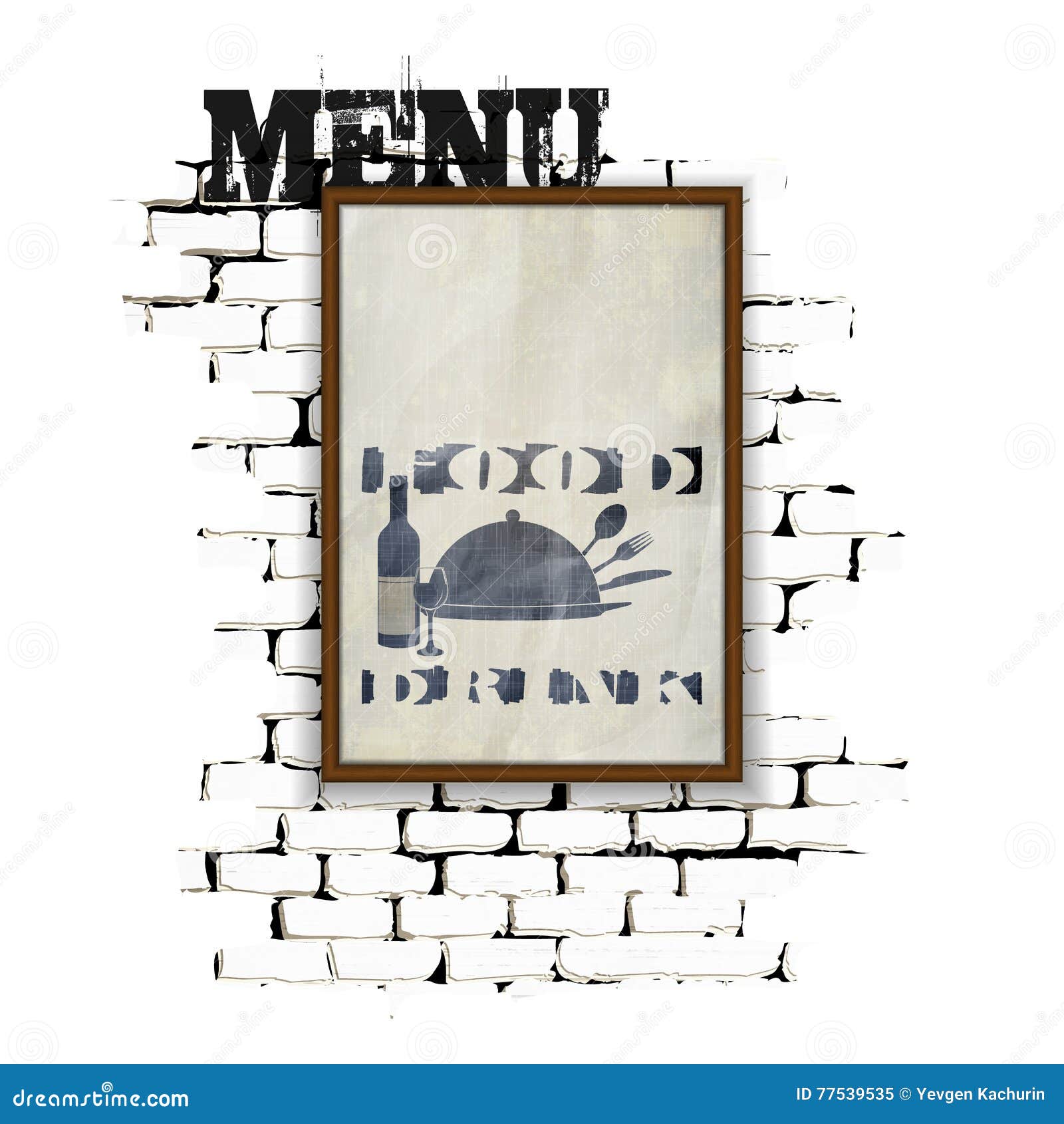 Restaurant Menu in the Frame on a Brick Wall Shadow Stock Vector ...
