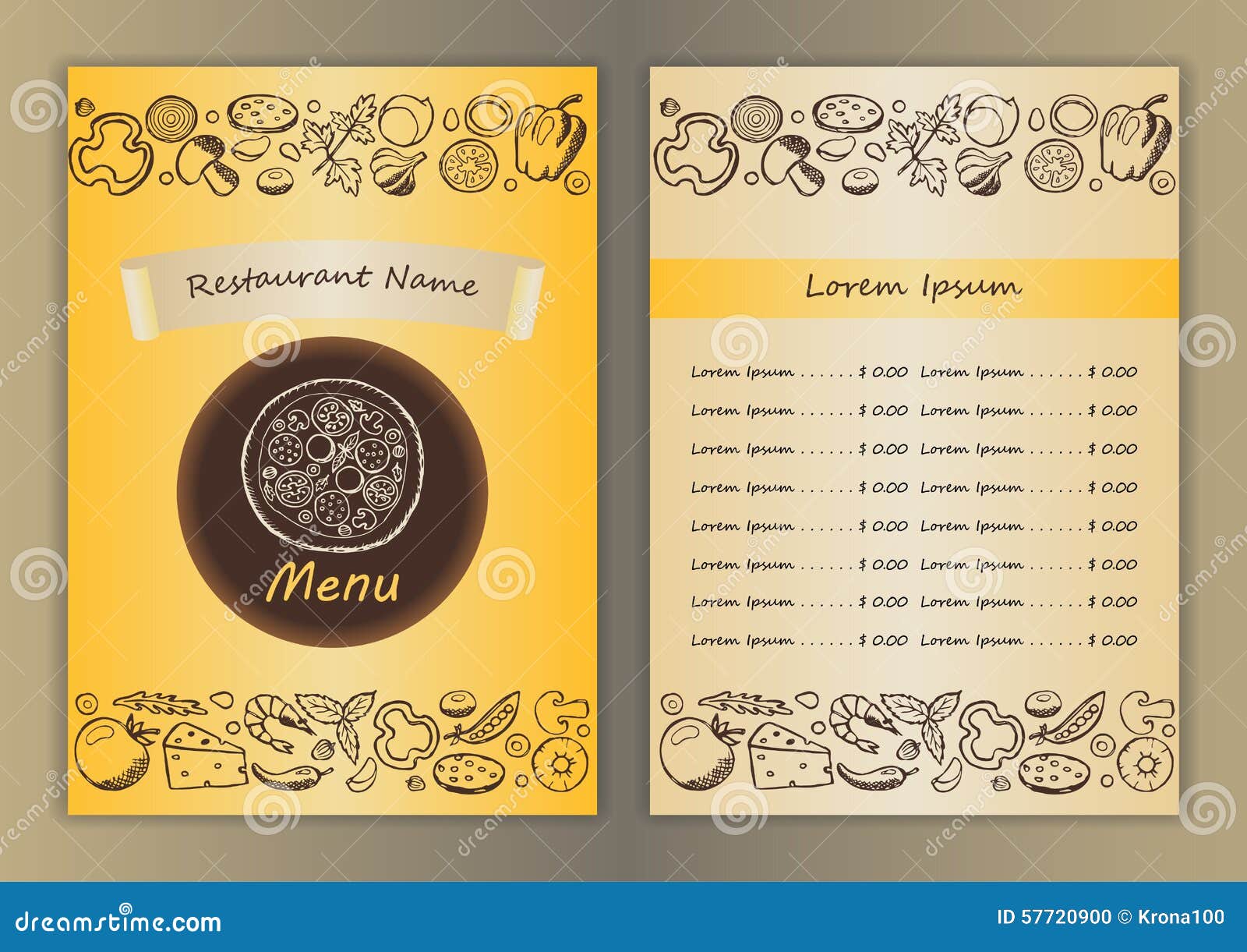 Restaurant Menu with Hand Drawn Doodle Elements Stock Vector ...