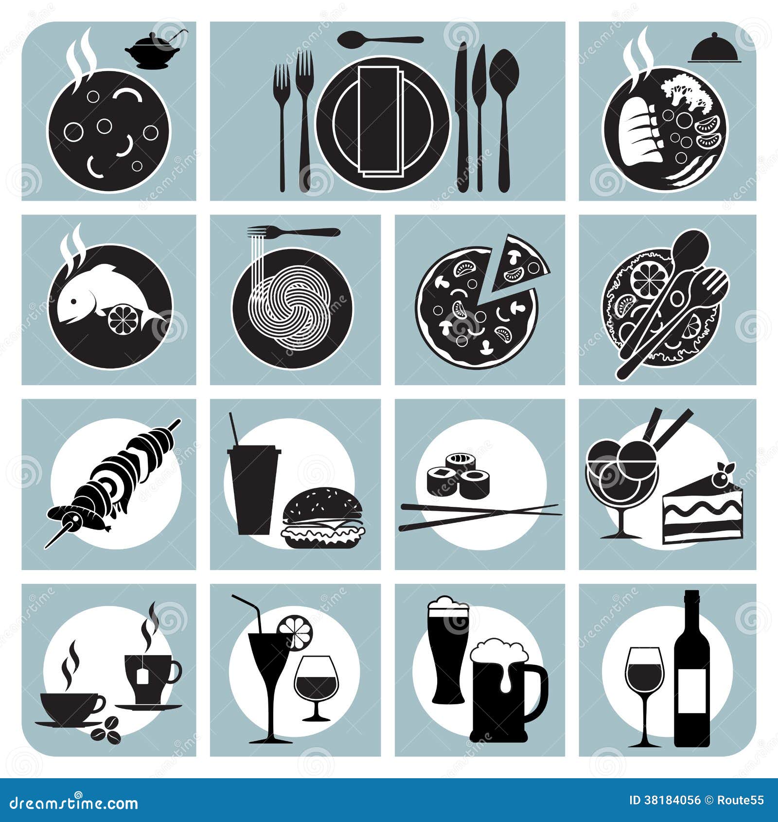 Restaurant menu icons stock vector. Illustration of beverages - 38184056