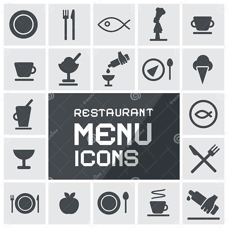 Restaurant Menu Icons Set stock vector. Illustration of knife - 42478129
