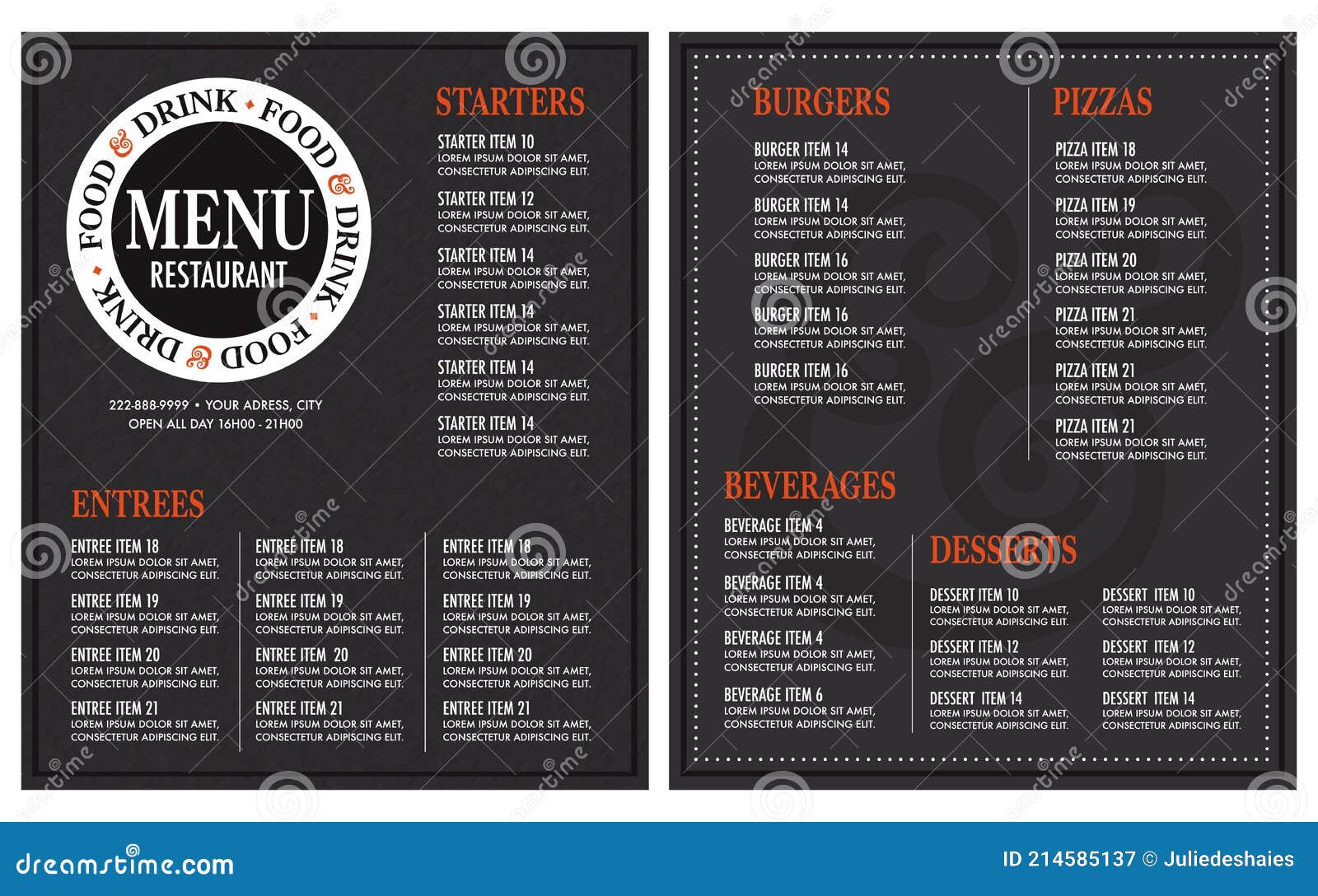 Restaurant Menu Modern Design Layout Stock Vector - Illustration of ...