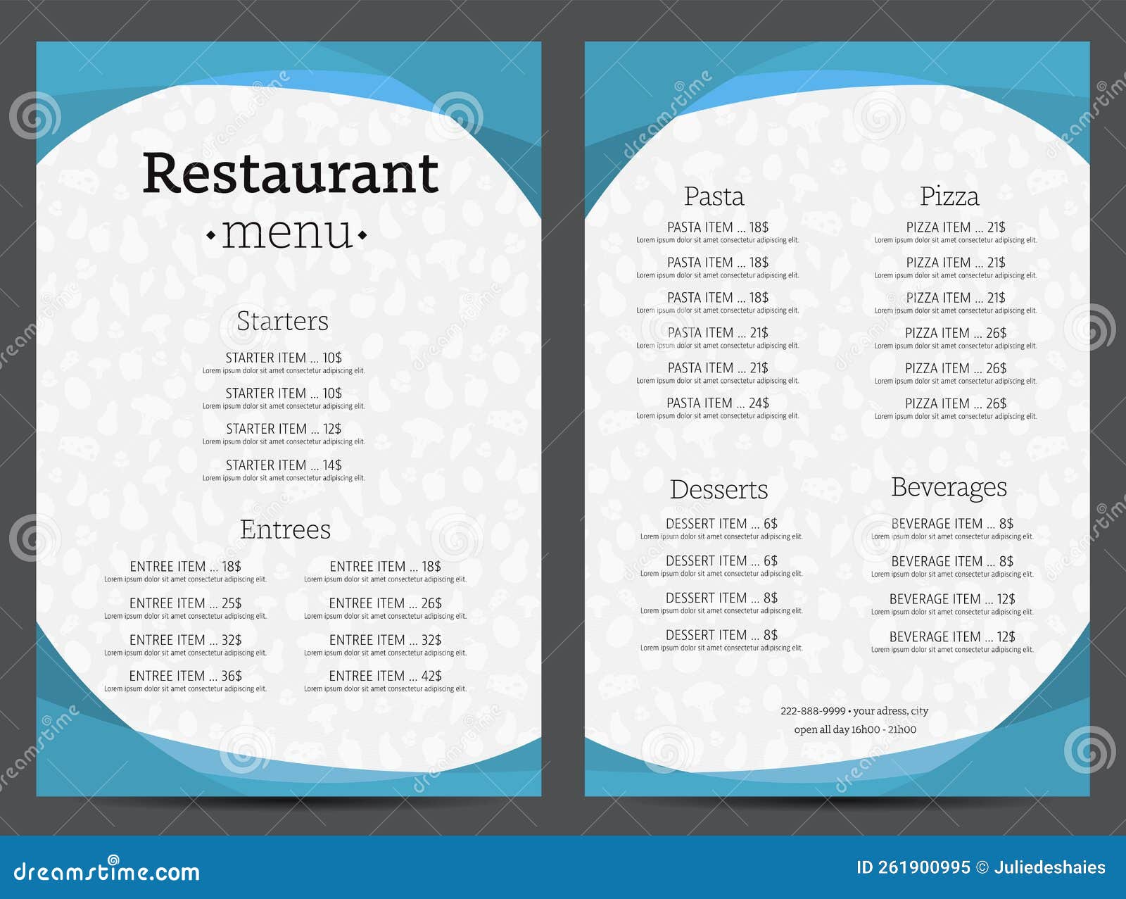 Restaurant Menu Modern Design Layout Stock Vector - Illustration of ...