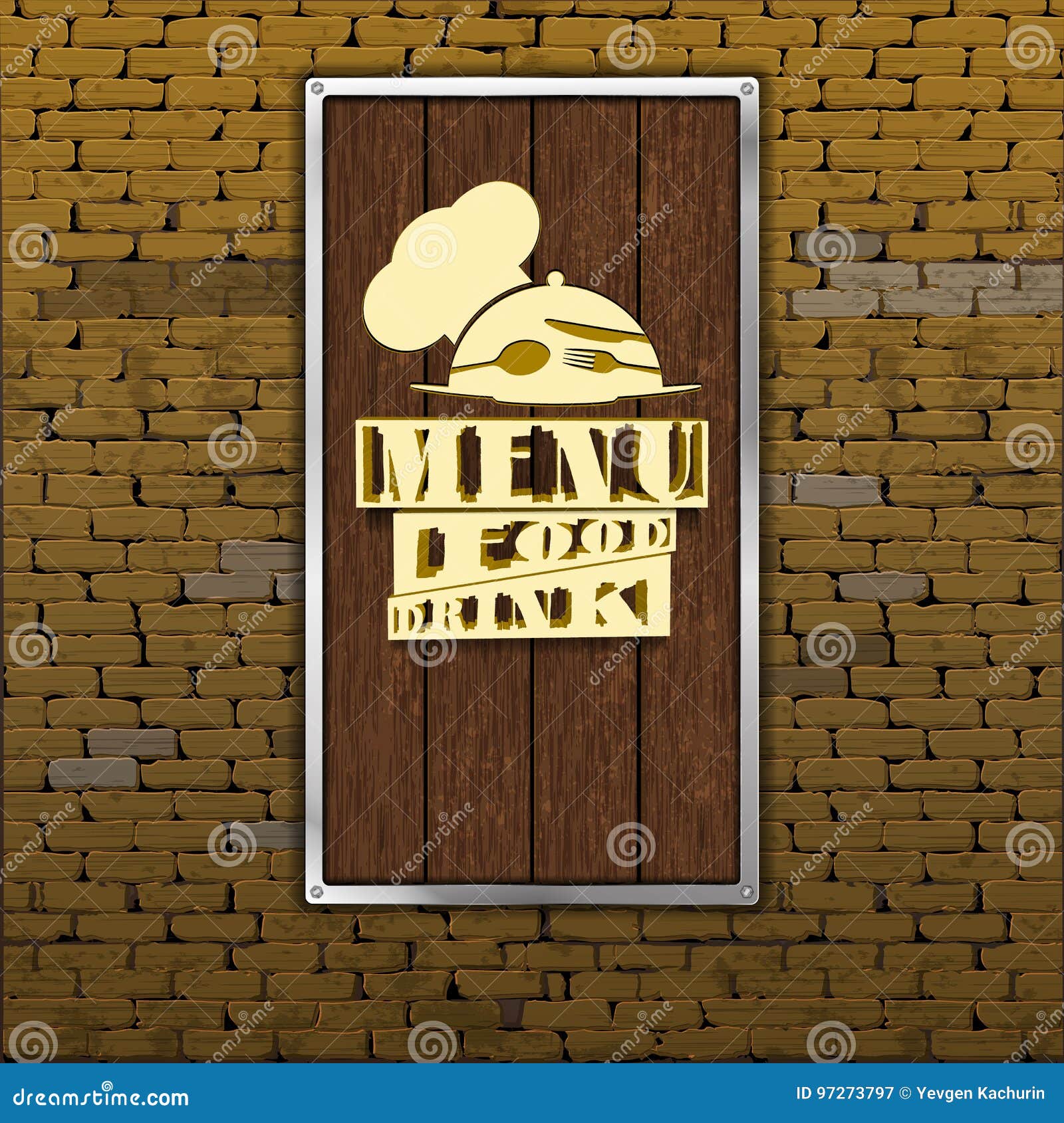 Restaurant Menu Old Brick Wall Wood Sheet Stock Vector - Illustration ...