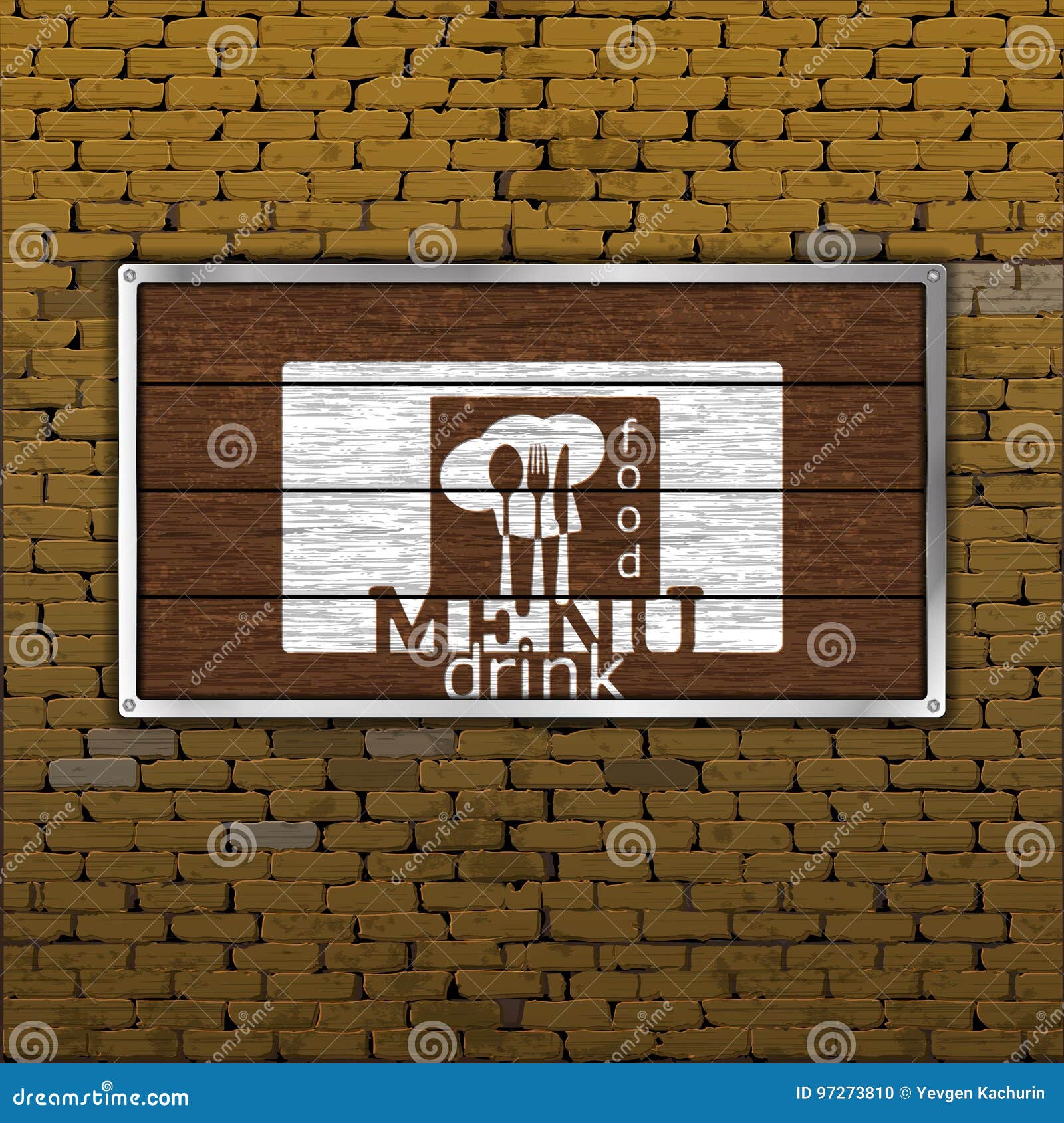 Restaurant Menu Old Brick Wall Wood Sheet Stock Vector - Illustration ...