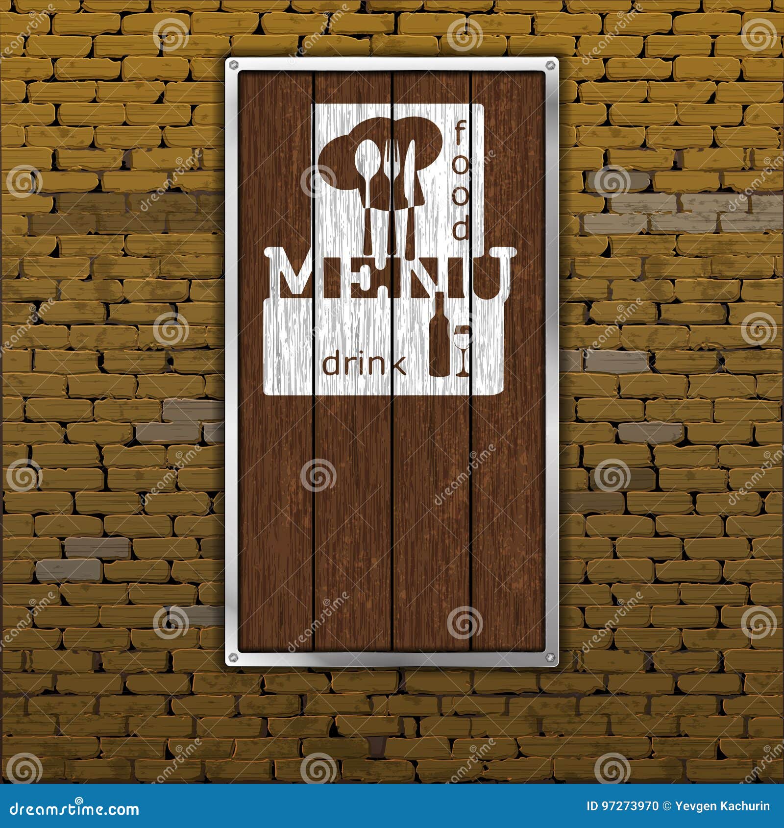 Restaurant Menu Old Brick Wall Wood Sheet Stock Vector - Illustration ...