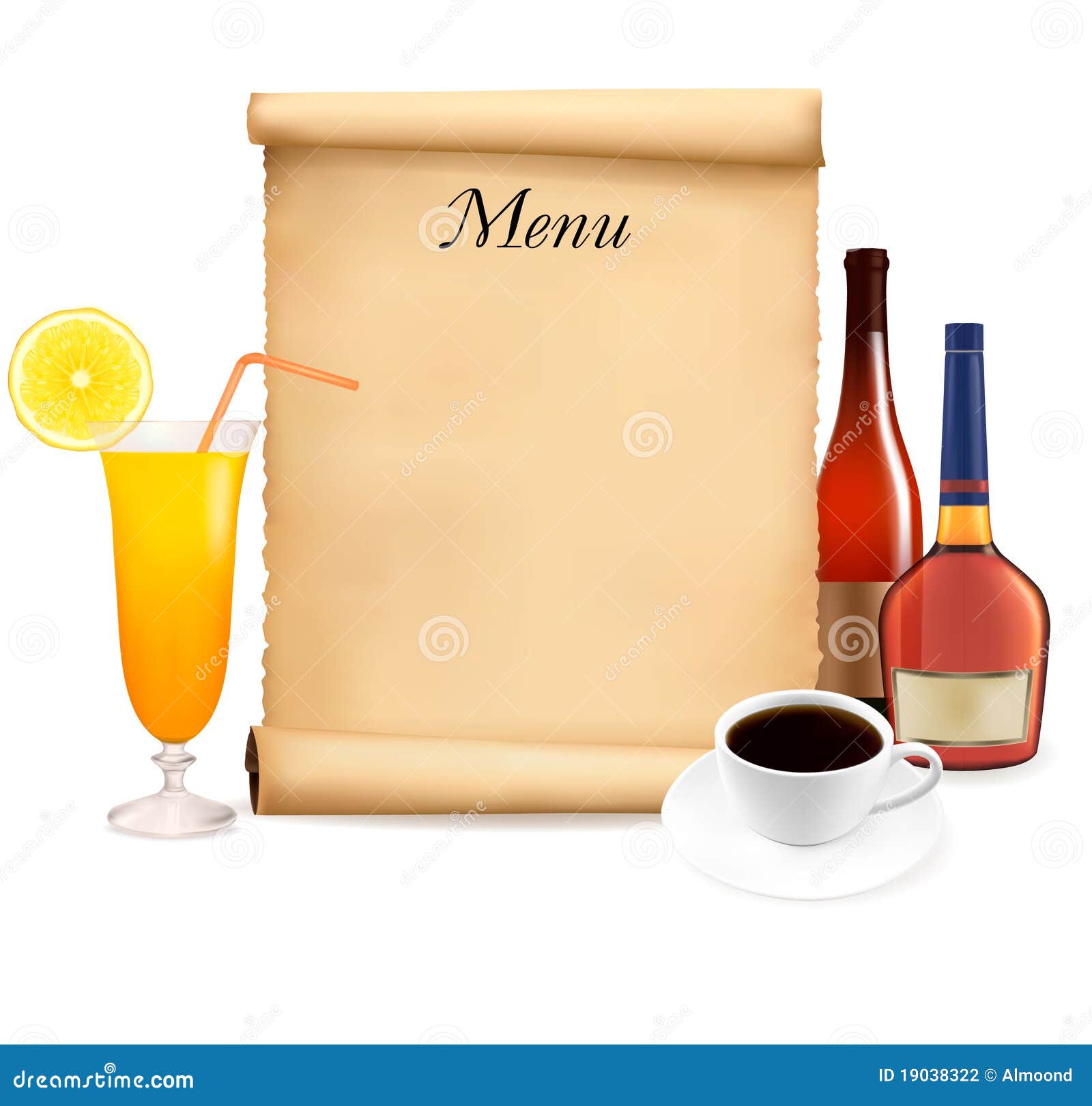Restaurant Menu on the Old Scroll of Paper Stock Vector - Illustration ...