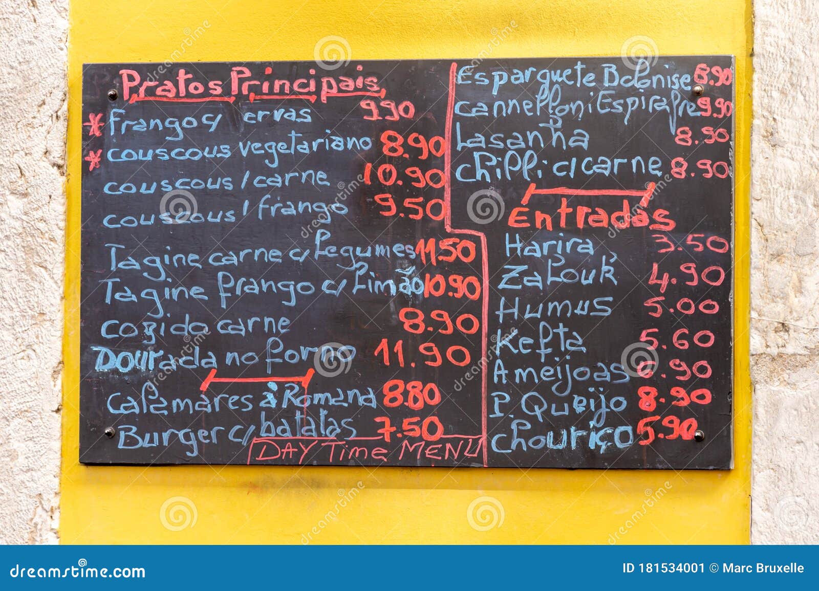 Restaurant Menu in Portugal Stock Image - Image of information, lunch ...