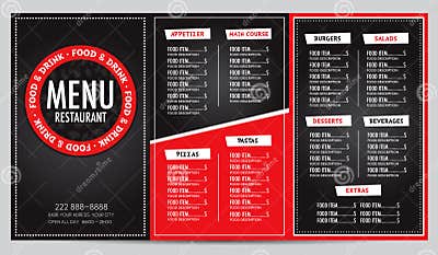 Restaurant Menu Red and Black Modern Design Template Stock Vector ...