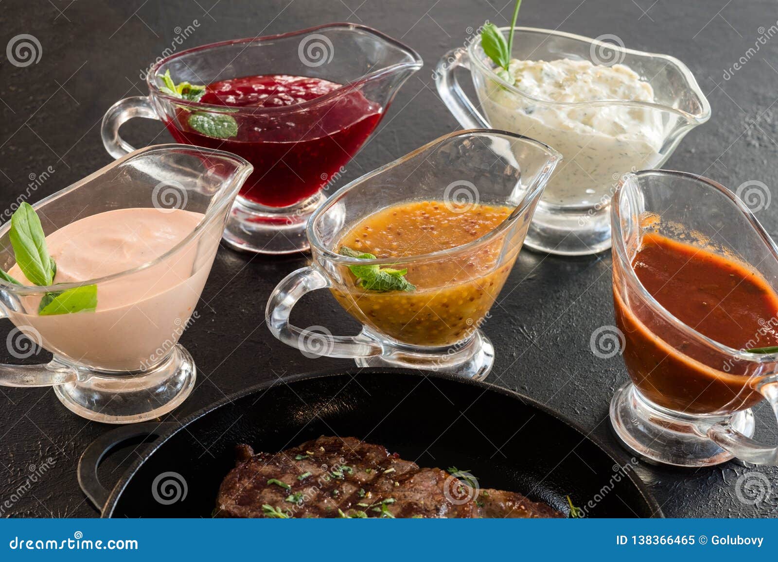 Restaurant Menu Roasted Meat Sauce Assortment Stock Image - Image of ...