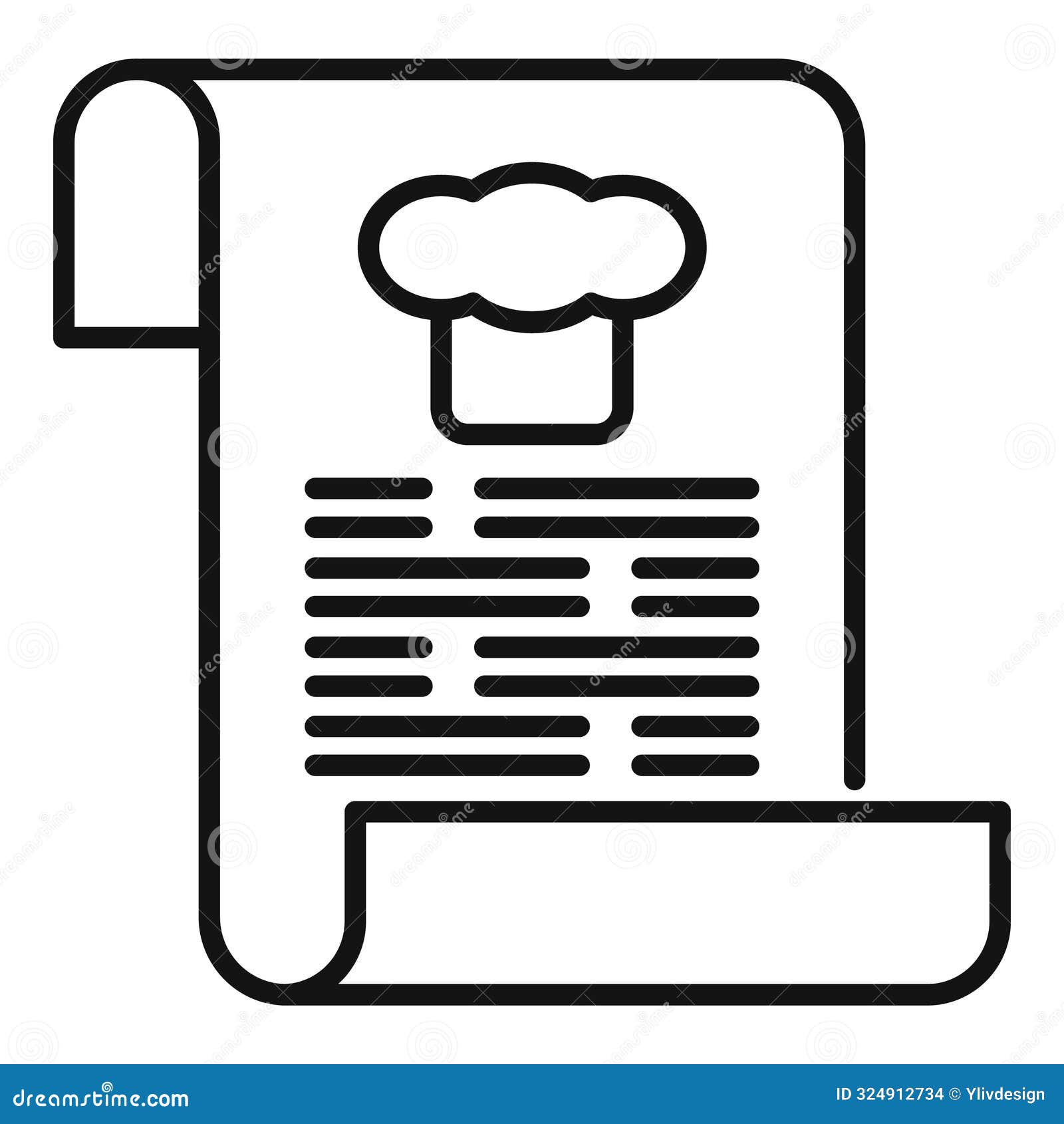 Restaurant Menu Scroll with Chef Hat Logo Indicating Delicious Cuisine ...