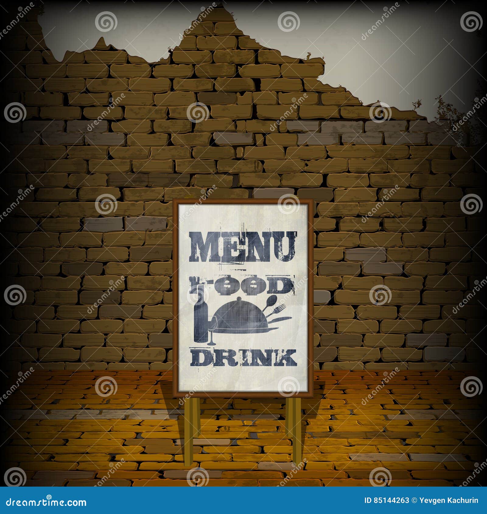 Restaurant Menu Template Brick Background Stock Vector - Illustration ...