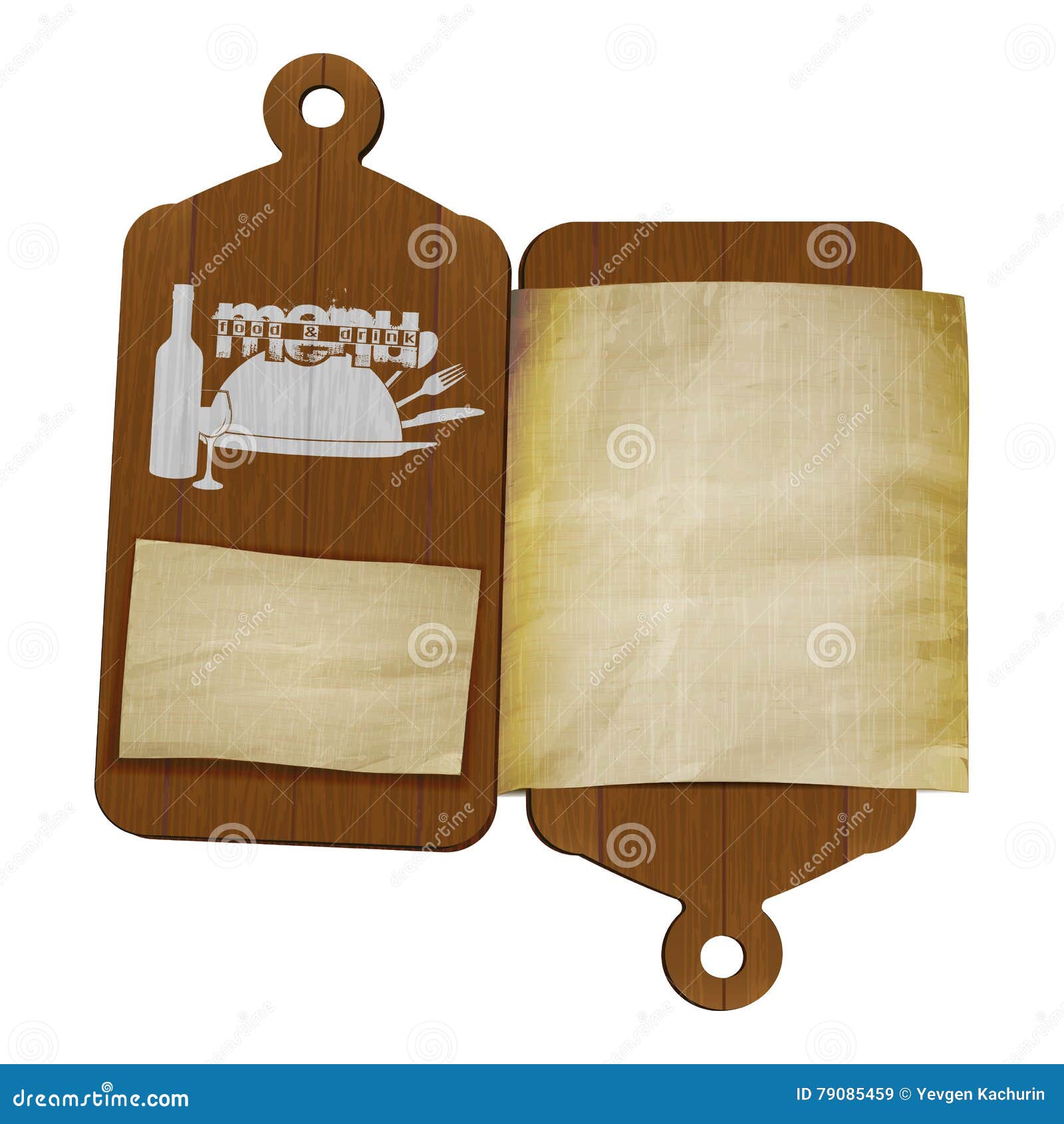 Restaurant Menu Template Cutting Boards and Old Paper Stock Vector ...