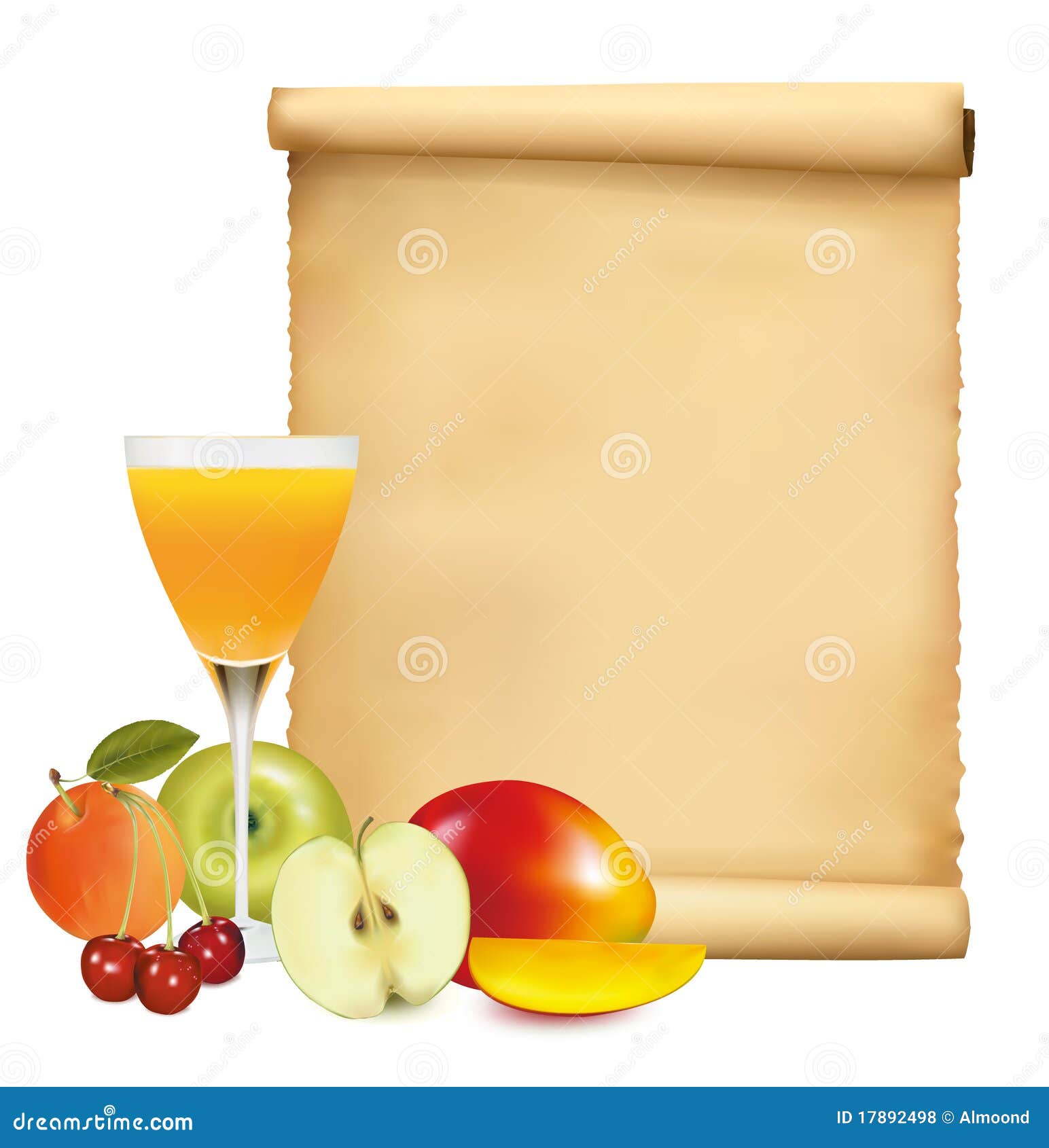 Restaurant Menu Template With Fresh Fruits. Vector Illustration ...