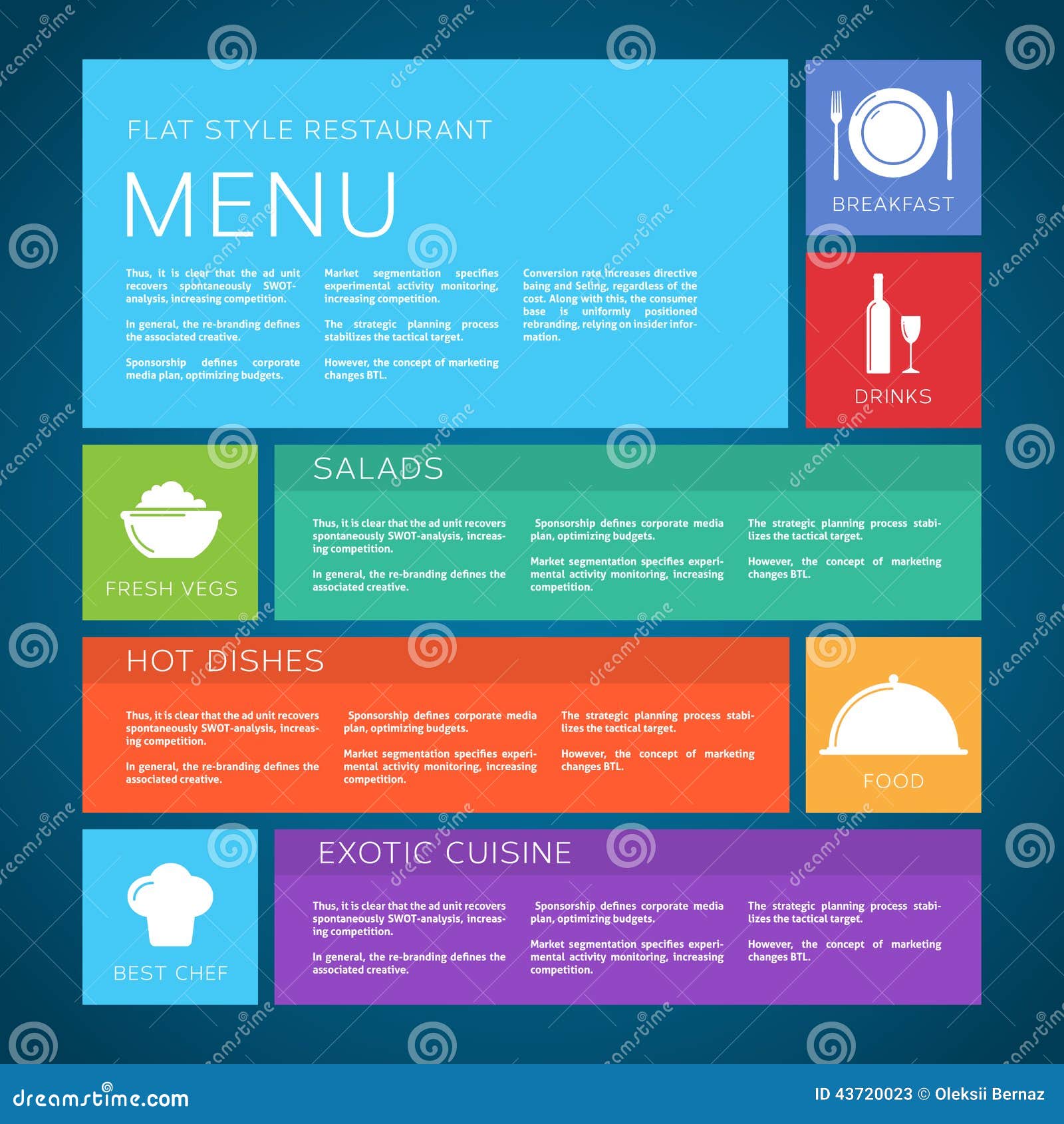 Restaurant Menu Template Vector Flat Style Stock Vector - Illustration ...