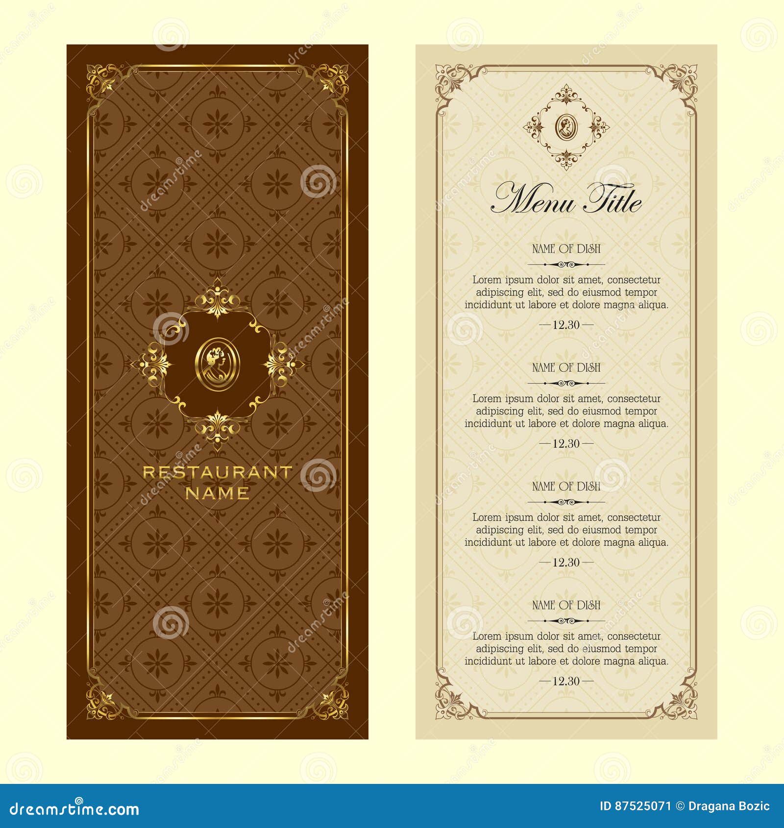 Restaurant Menu Vector Design Template - Vintage Style Stock Vector ...