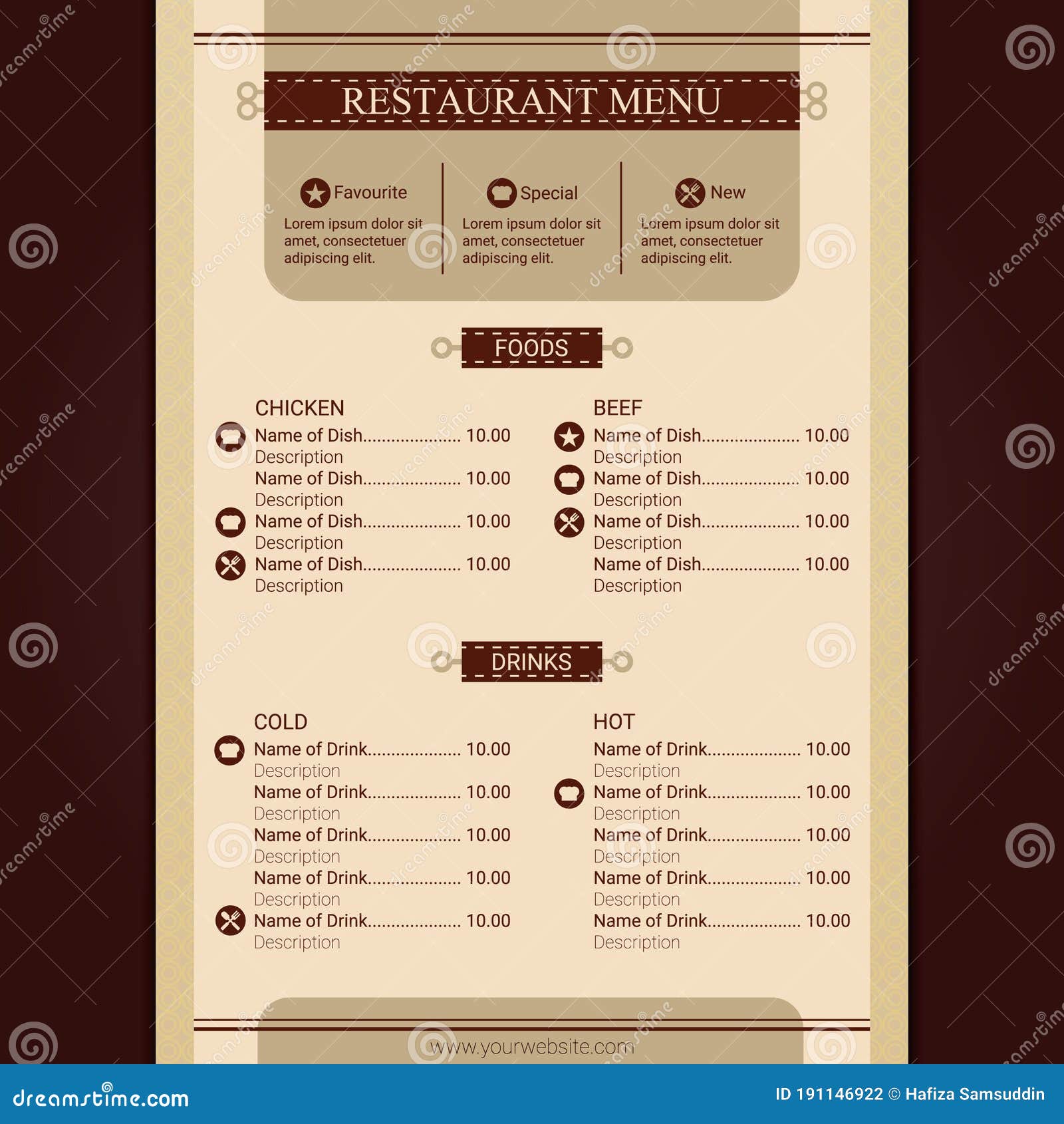 Restaurant Menu. Vector Illustration Decorative Design Stock Vector ...