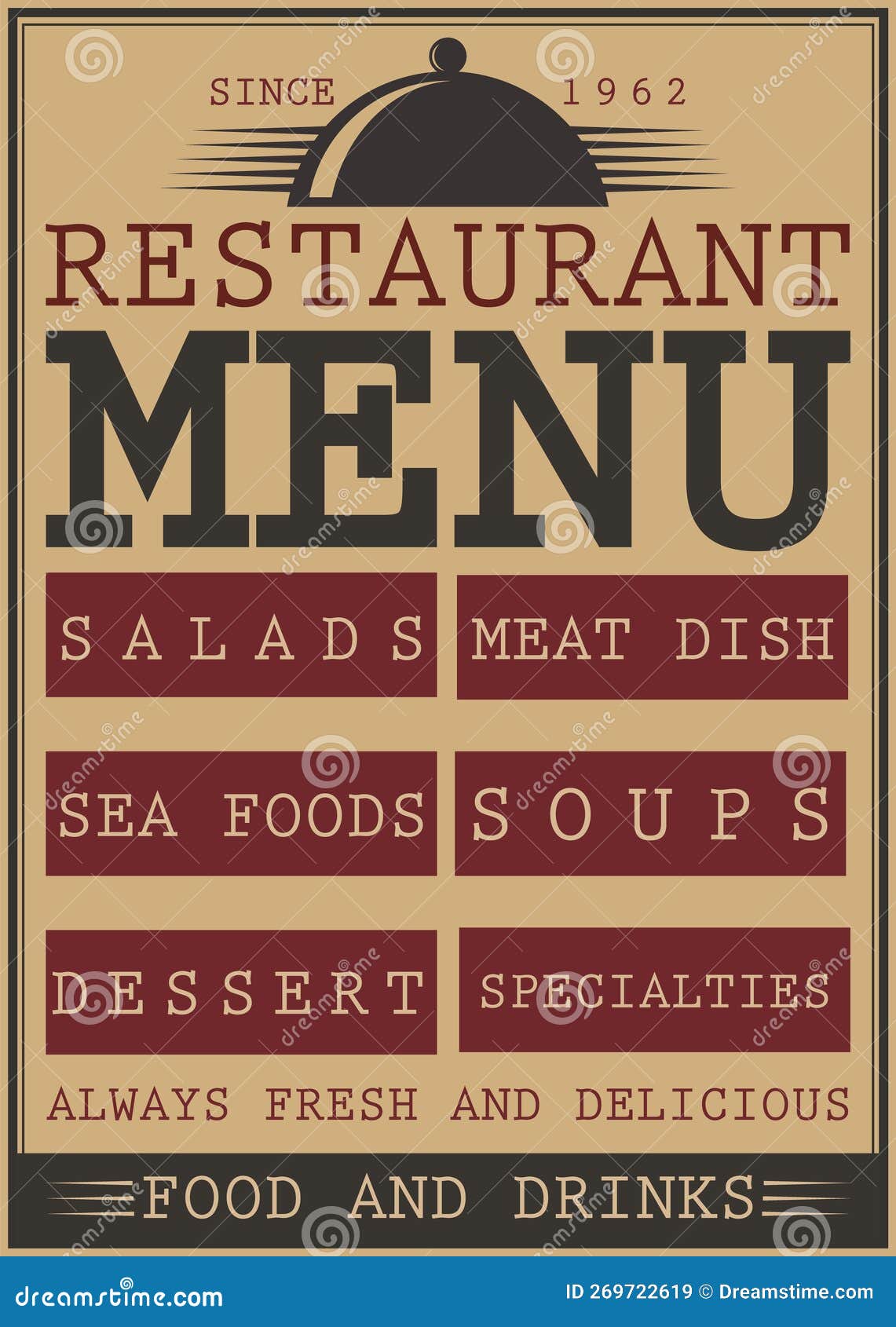 Restaurant Menu Vintage Style Design Stock Vector - Illustration of ...