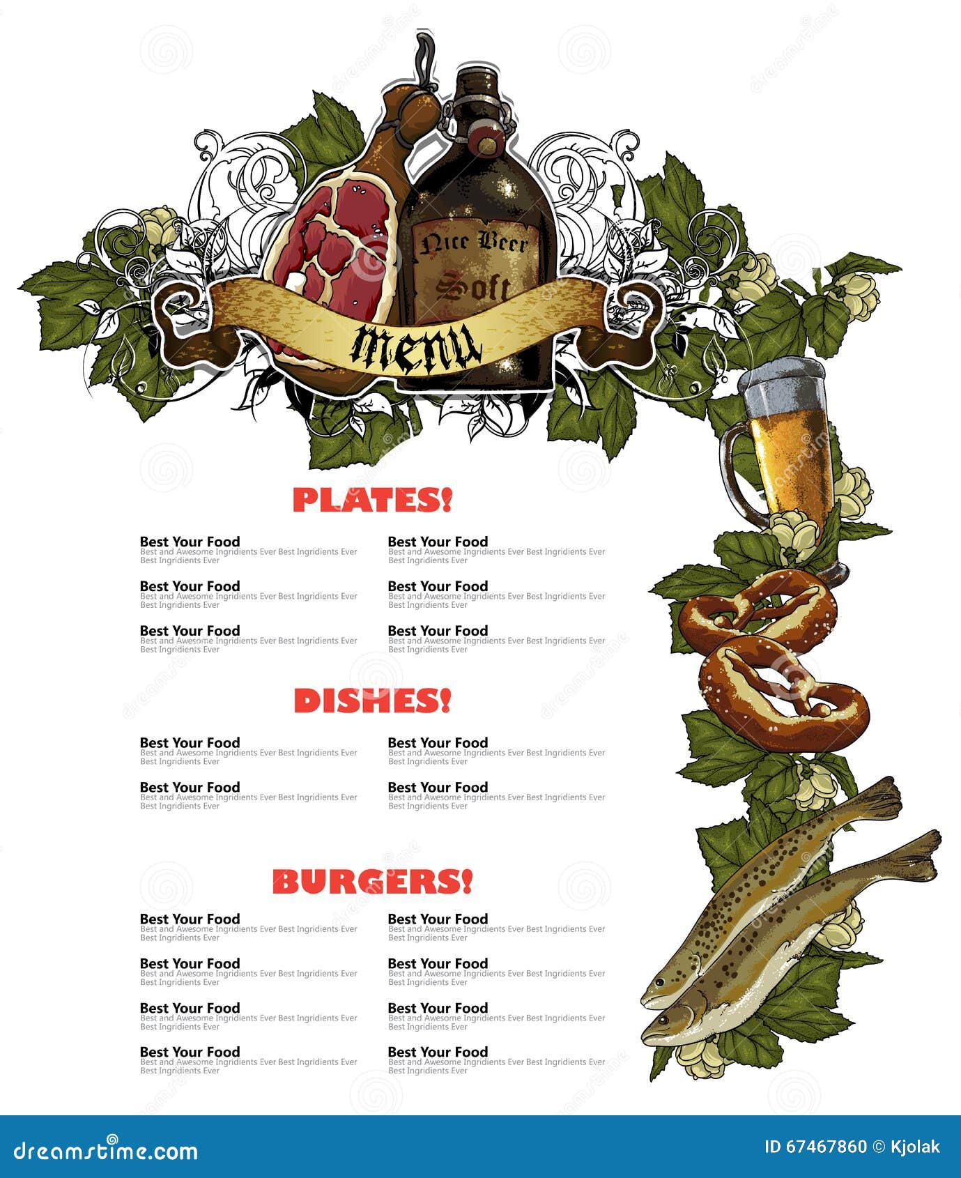 Restaurant menu white stock vector. Illustration of restaurant - 67467860