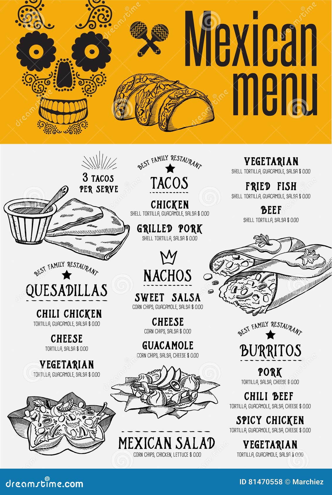 Restaurant Mexicain De Menu, Placemat De Calibre Illustration de ...