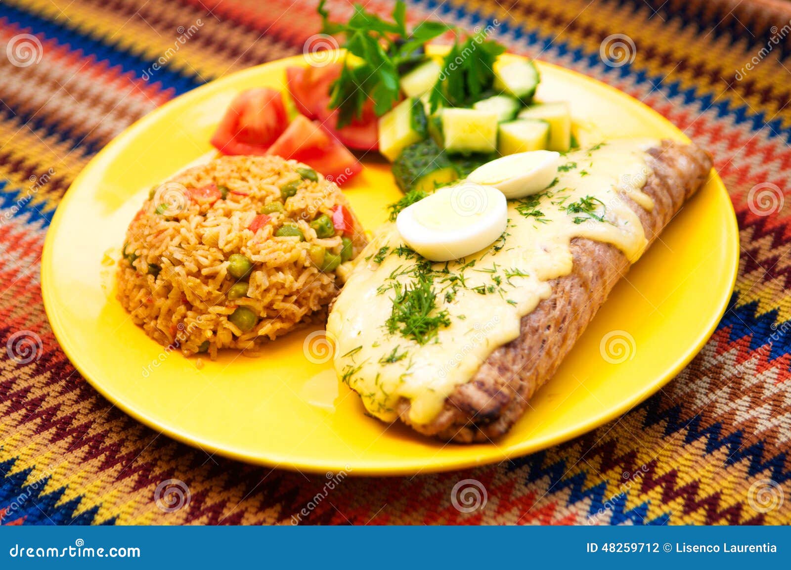 The Restaurant Mexican Menu Pork Steak with Egg and Rice Stock Photo ...