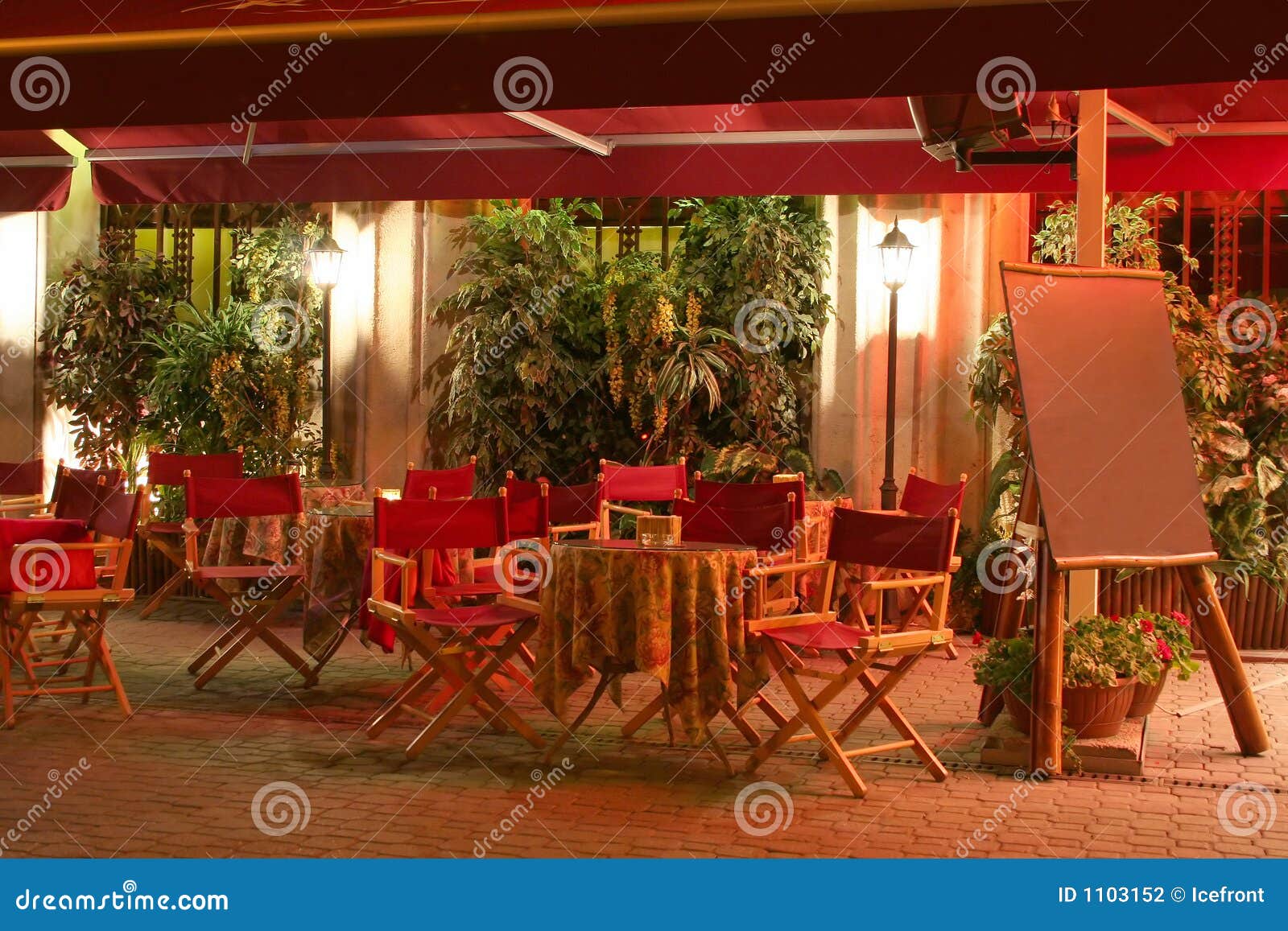 Restaurant at night stock photo. Image of wooden, cover - 1103152