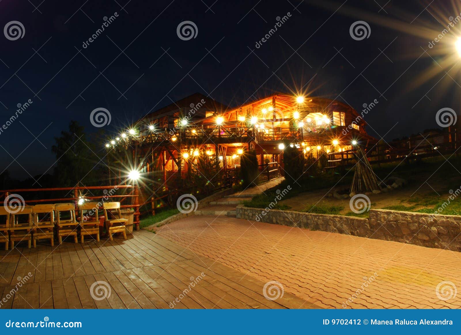 Restaurant at night stock photo. Image of night, romania - 9702412