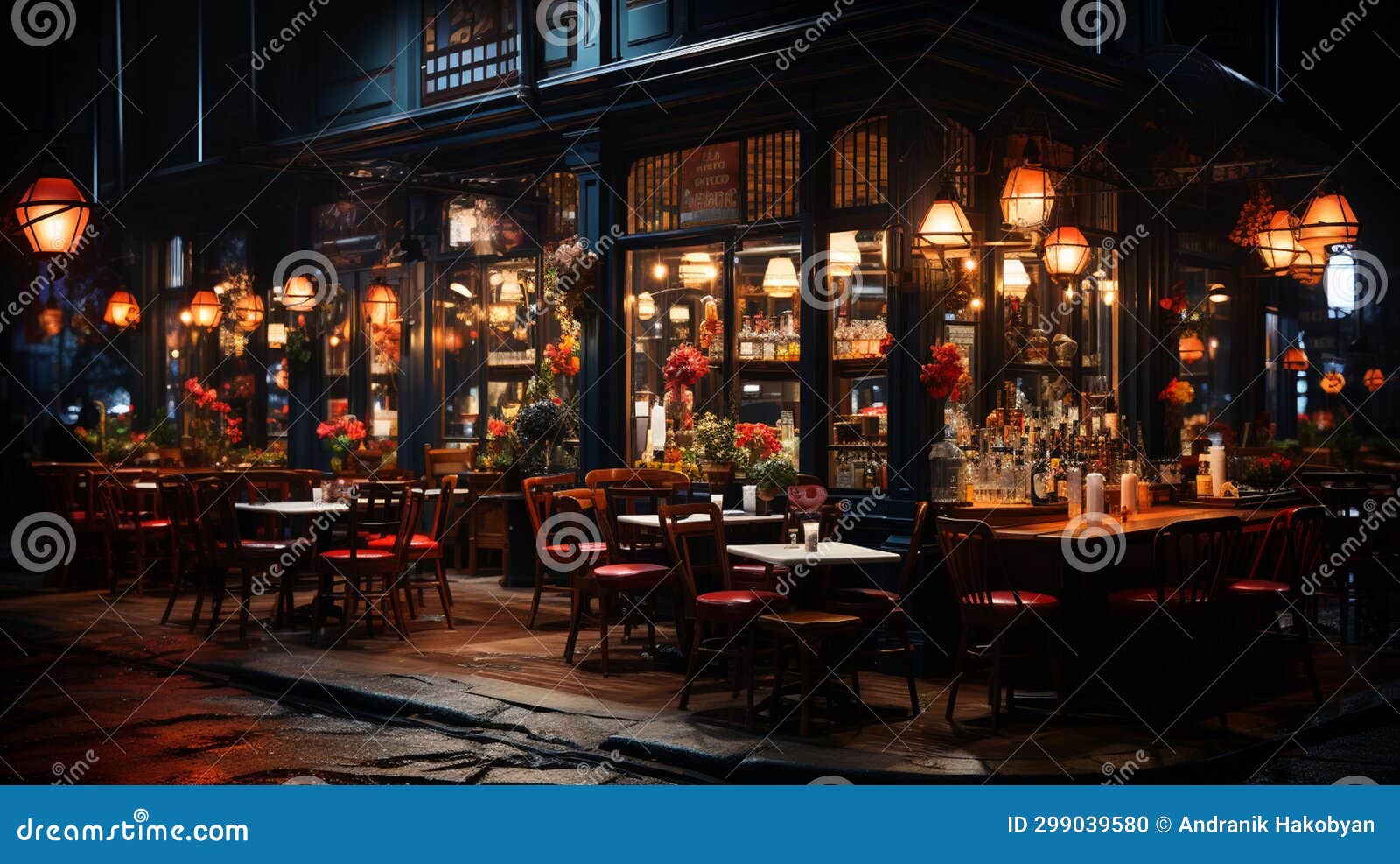 Restaurant at night time stock illustration. Illustration of nightlife ...