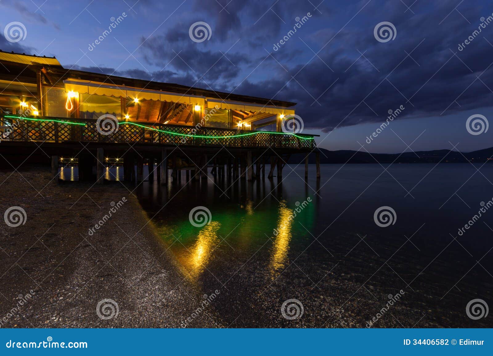 Restaurant night stock photo. Image of bridge, deck, food - 34406582