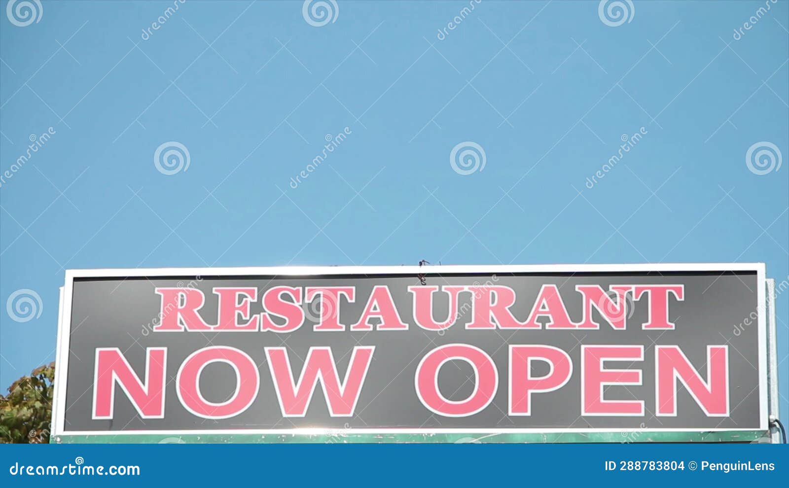 Restaurant Now Open Writing Caption Text Sign with Blue Sky and Tree ...