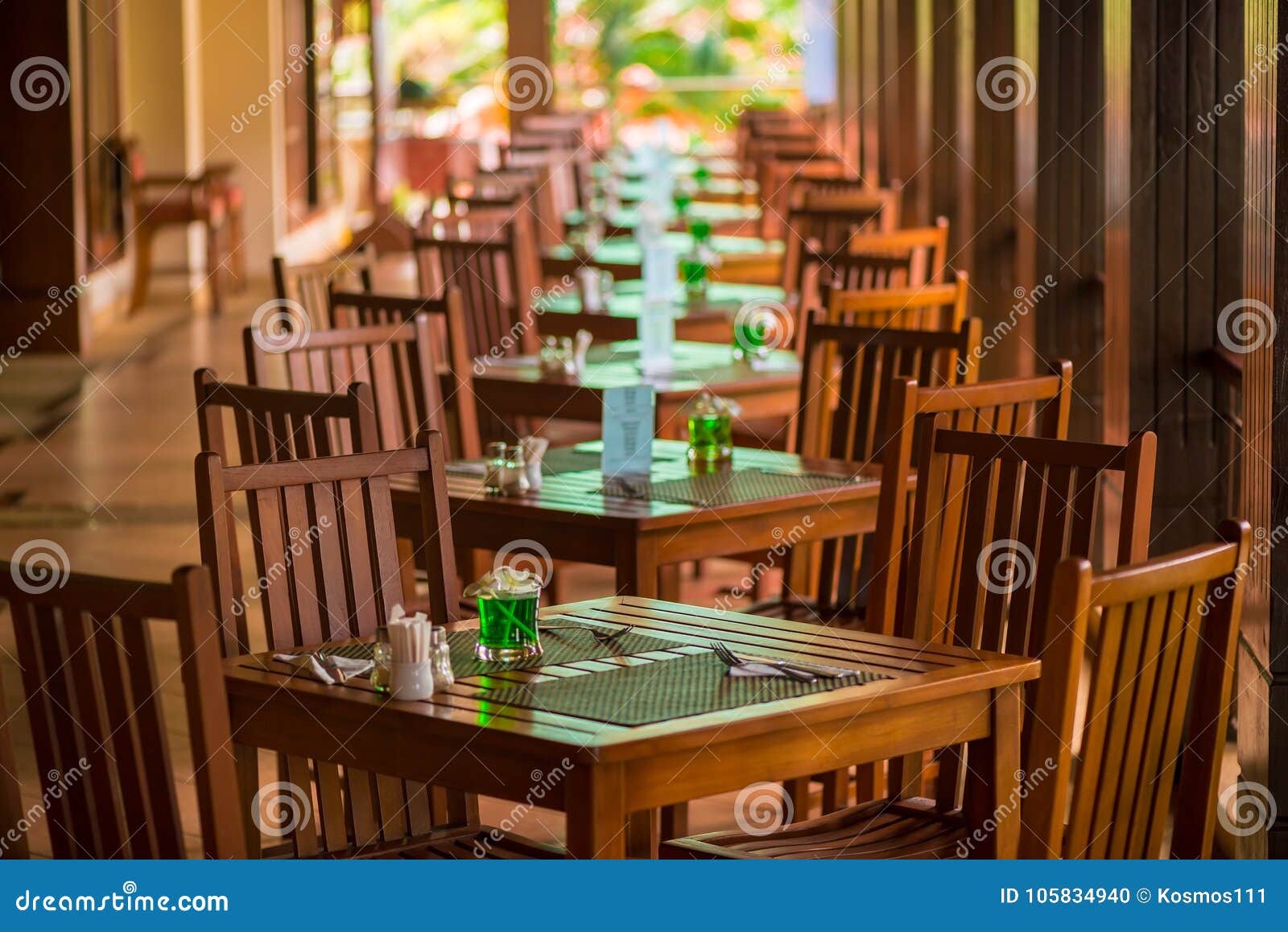 Restaurant on the Open Veranda, Tables are Stock Photo - Image of ...
