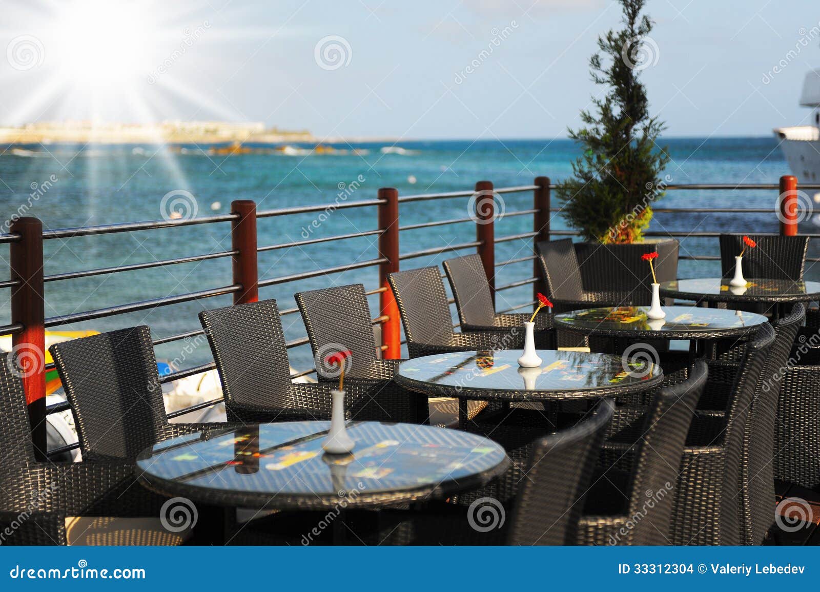 Restaurant Overlooking the Sea Stock Photo - Image of love, island ...