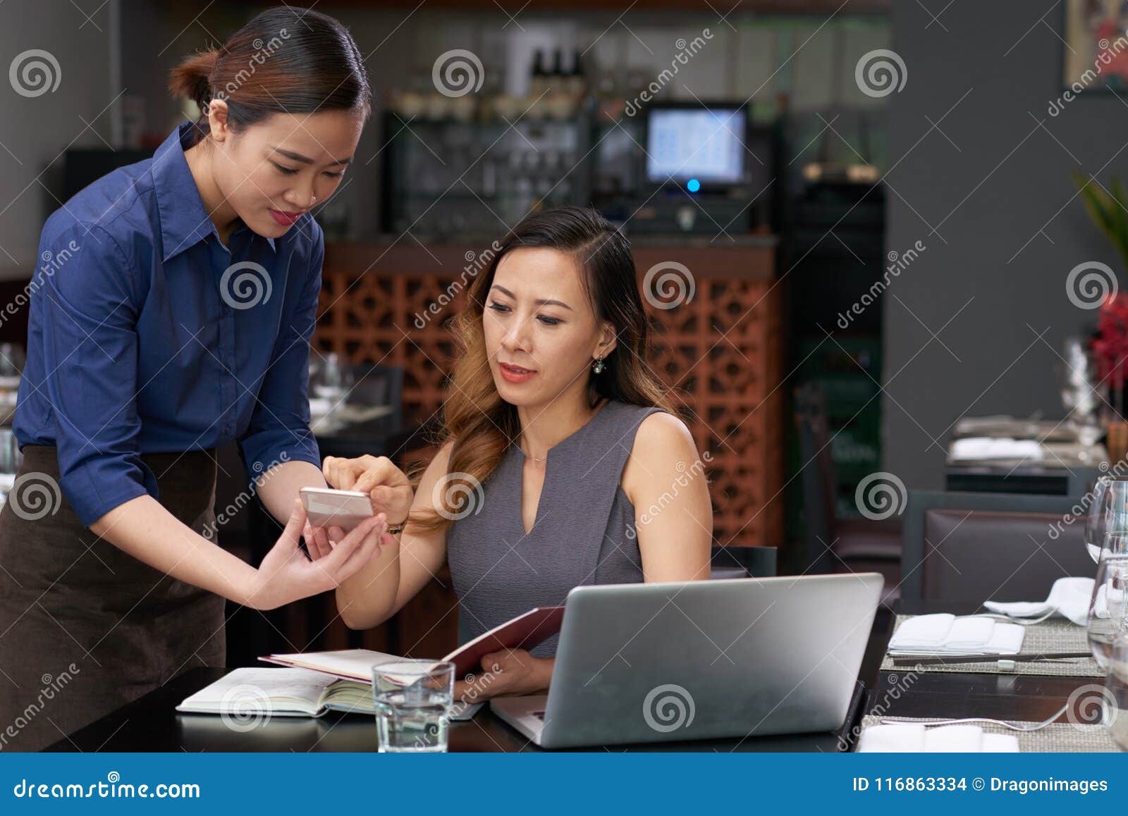 Discussing new app stock photo. Image of pointing, employer - 116863334
