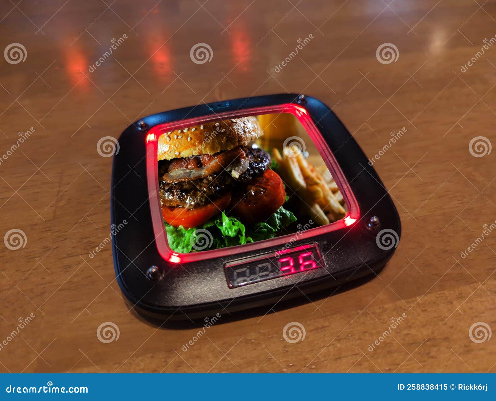 Restaurant Pager with Warning Lights Lit Indicating Diners Order is ...