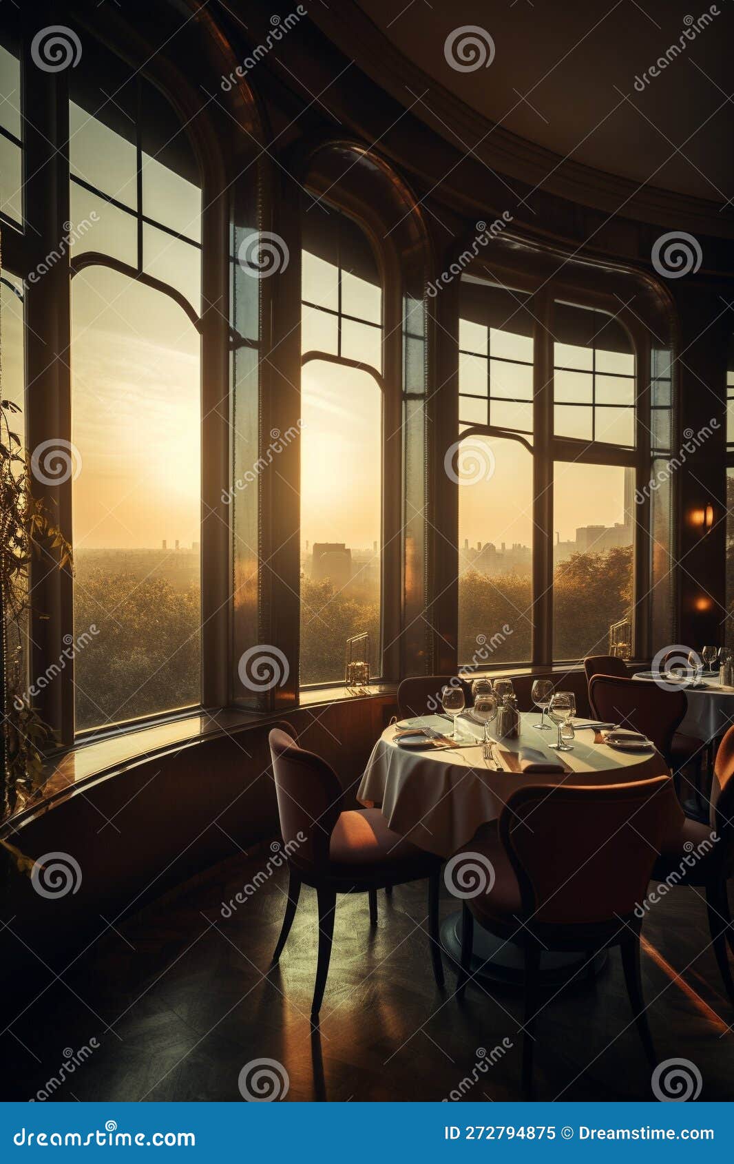 Restaurant with a Panoramic View of the Night City. AI Generated Stock ...
