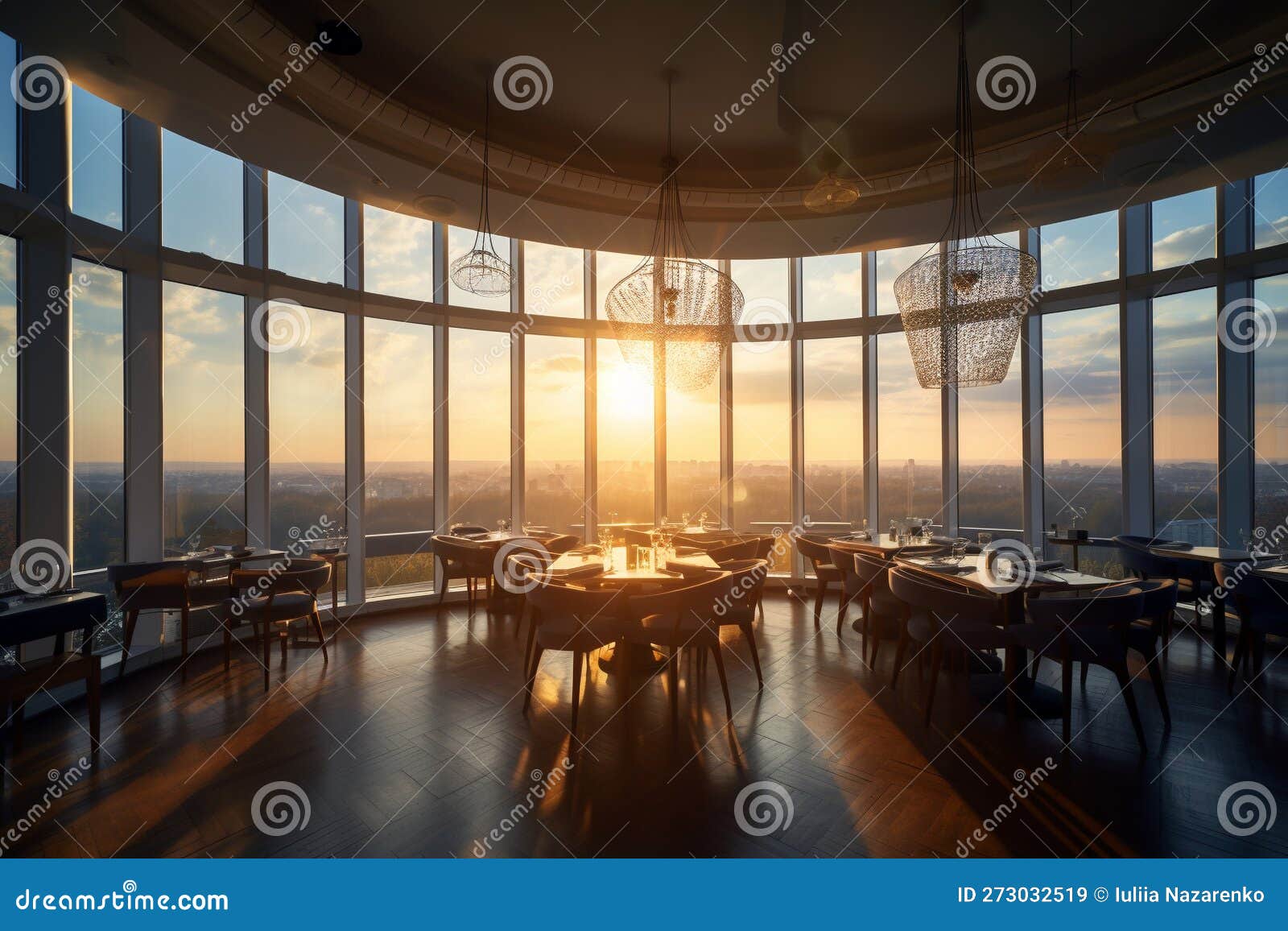 Restaurant with a Panoramic View of the Night City. AI Generated Stock ...