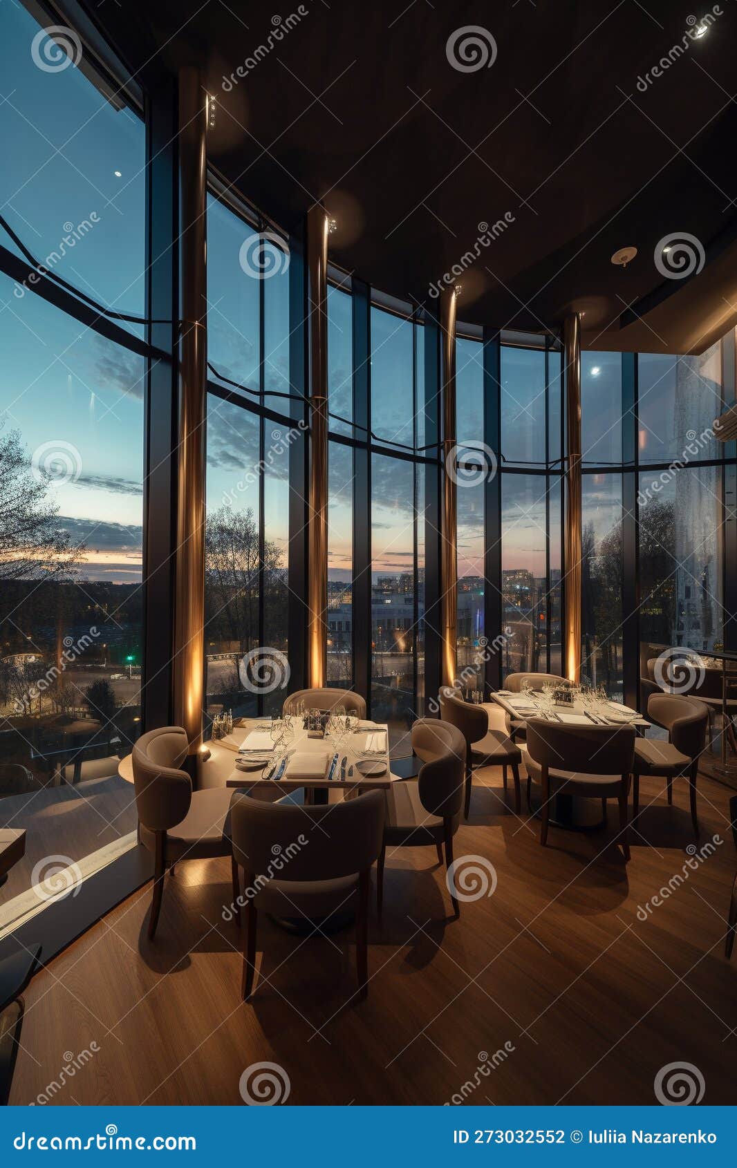 Restaurant with a Panoramic View of the Night City. AI Generated Stock ...