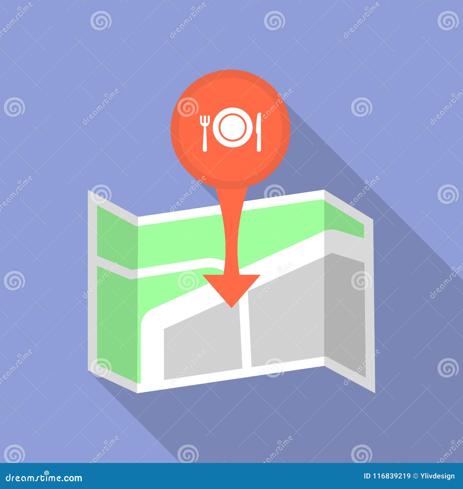 Restaurant Pin Map Icon, Flat Style Stock Vector - Illustration of ...