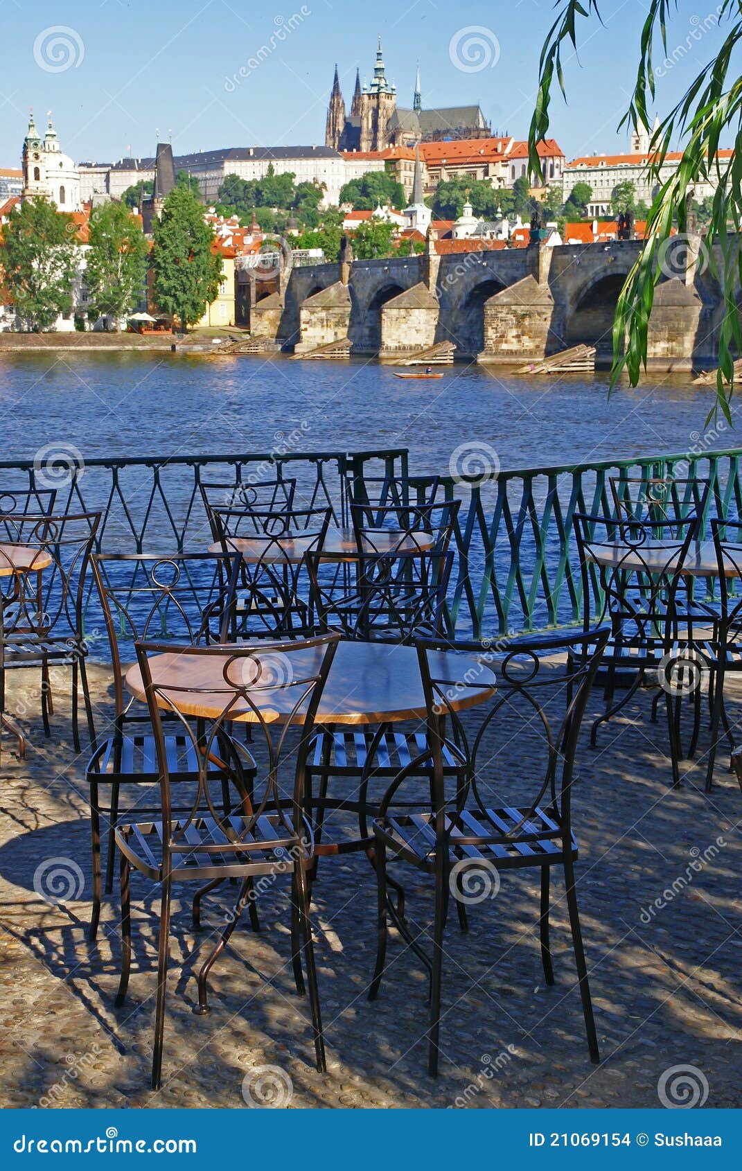 Restaurant and Prague Castle in the Background Stock Photo - Image of ...