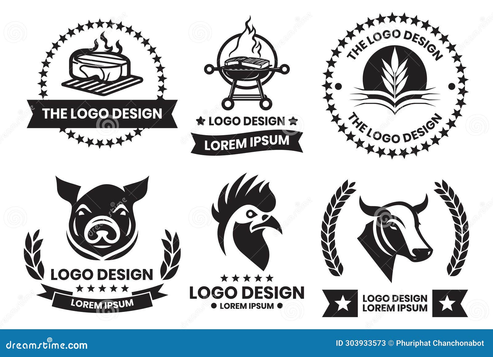 Restaurant or Ranch Logo in Vintage Style Stock Vector - Illustration ...