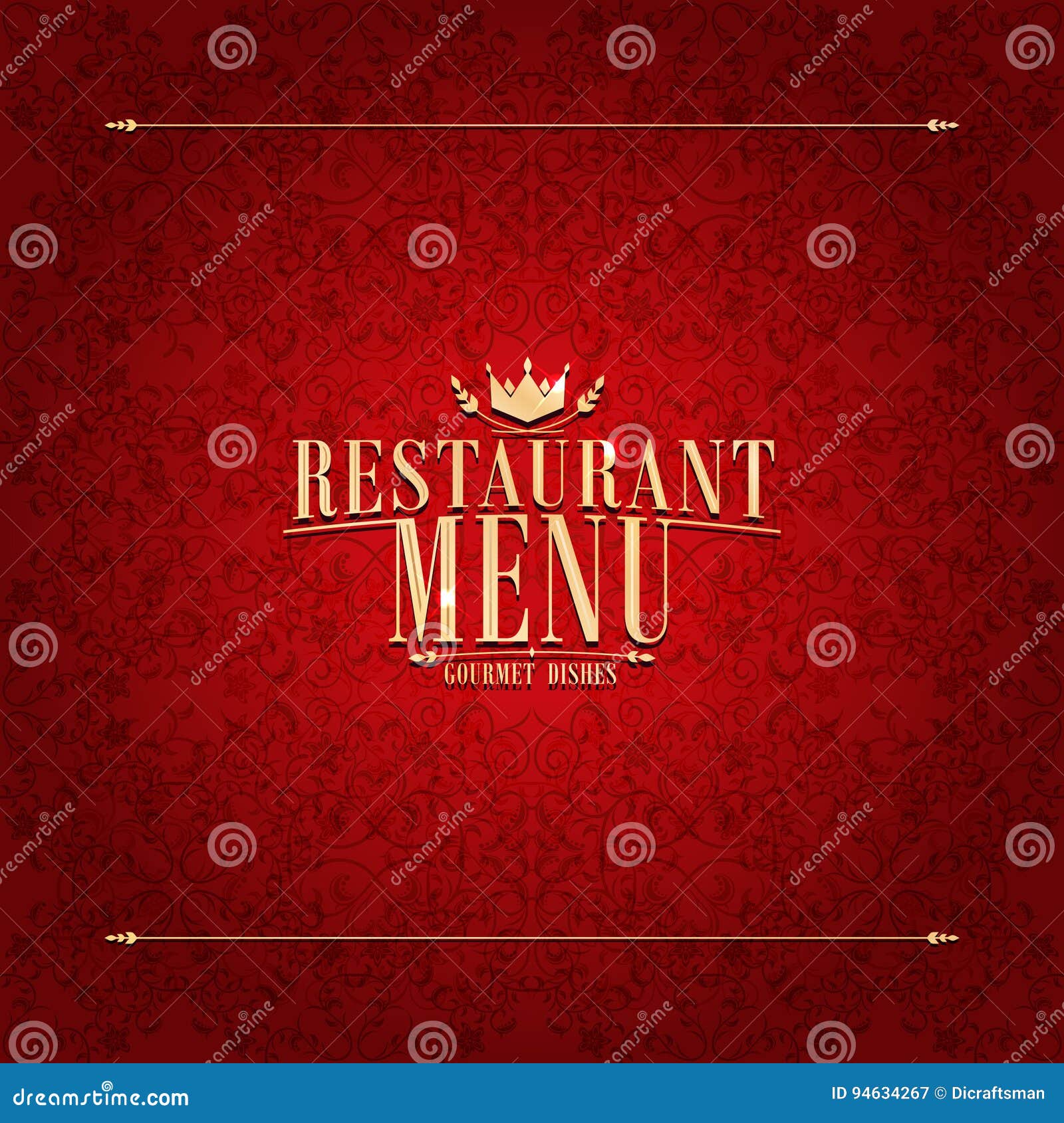 Restaurant Red Menu , Vintage Card Stock Vector - Illustration of ...