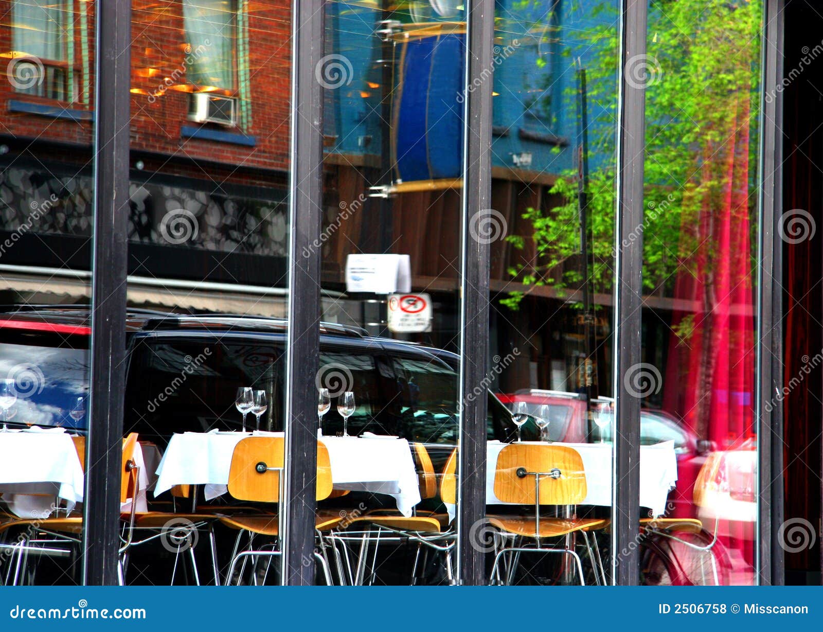 Restaurant Reflection (blur) Stock Photo - Image of blue, glass: 2506758