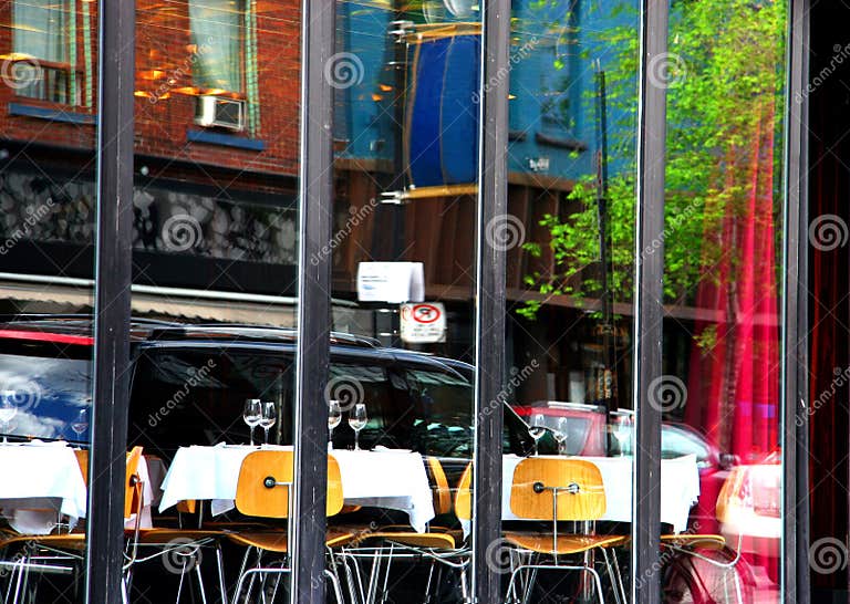 Restaurant Reflection (blur) Stock Photo - Image of blue, glass: 2506758