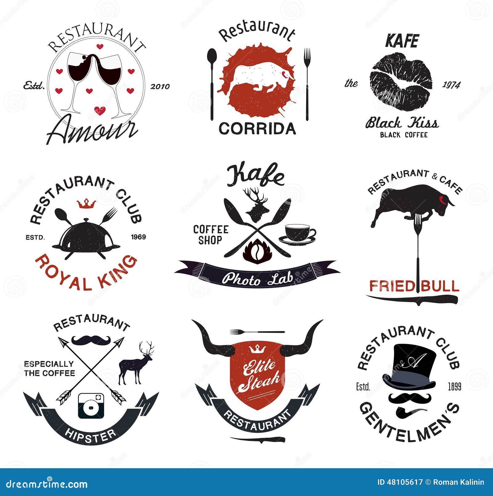 Restaurant Retro Design Elements and Icon Set. Stock Vector ...