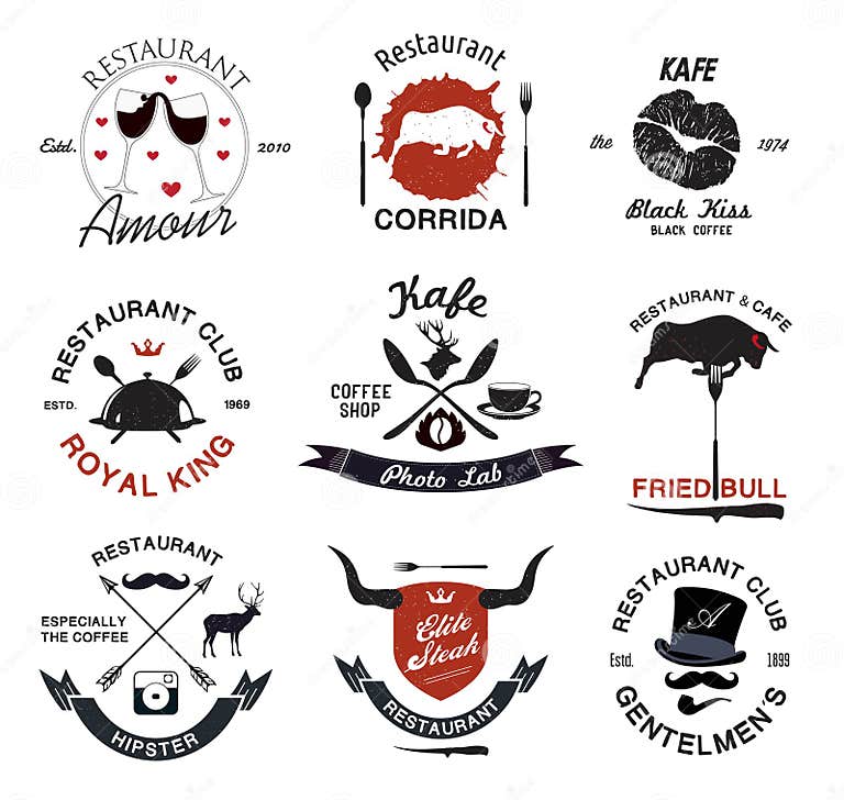 Restaurant Retro Design Elements and Icon Set. Stock Vector ...