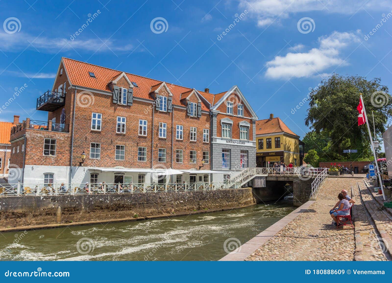 Restaurant at the River a in Historic City Ribe Editorial Stock Image ...