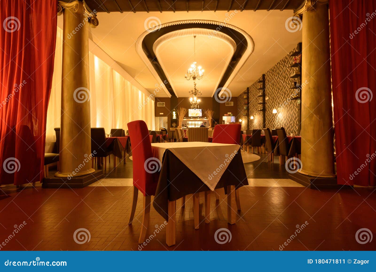 Restaurant Room with an Empty Table Stock Image - Image of room ...