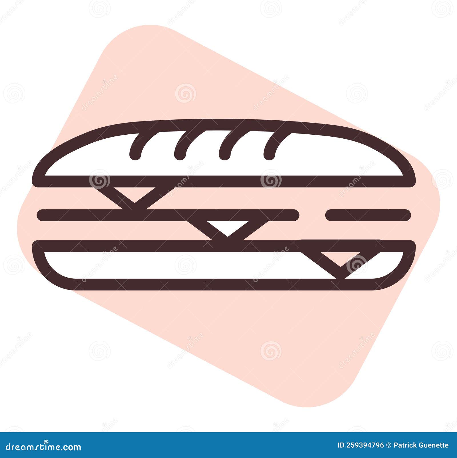 Restaurant sandwich, icon stock vector. Illustration of hand - 259394796