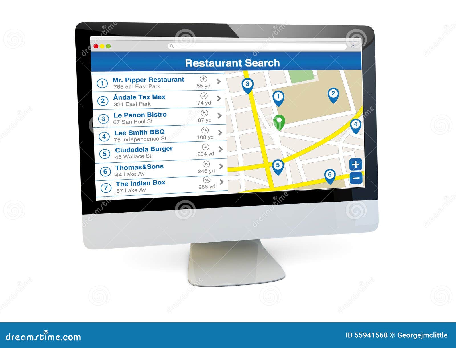 Restaurant search computer stock illustration. Illustration of internet ...